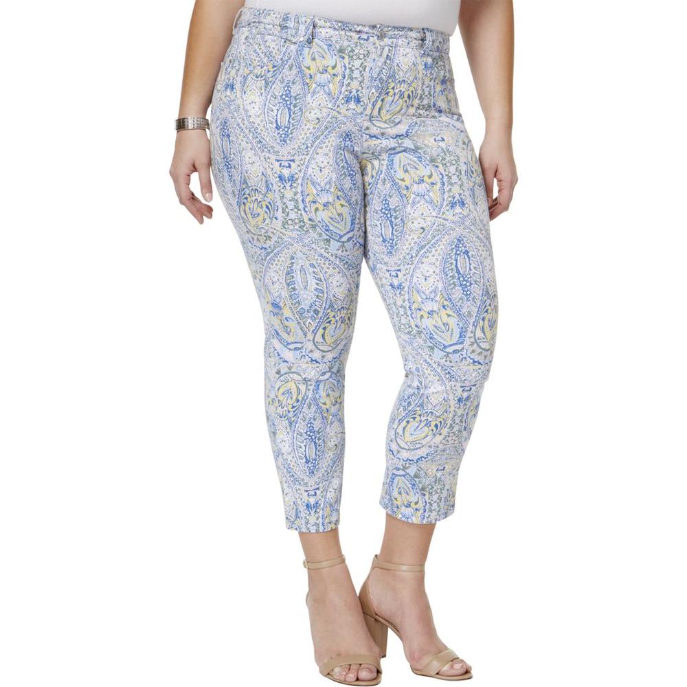 Charter Club Plus Bristol Womens Denim Printed Capri Jeans