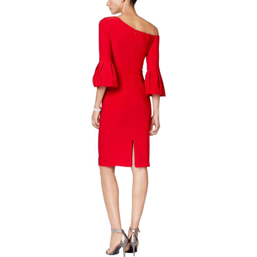 Betsy And Adam Womens One Shoulder Sheath Cocktail Dress
