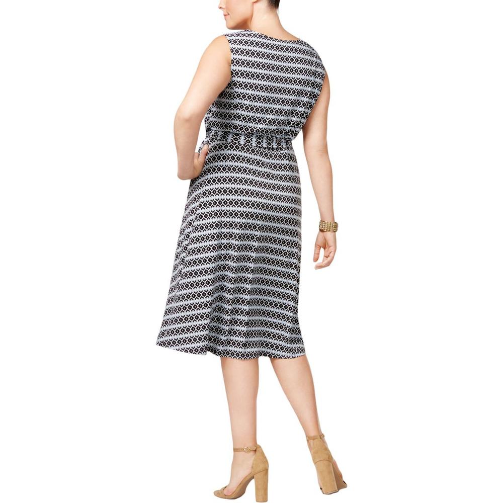 Charter Club Plus Womens Printed Sleeveless Wear To Work Dress