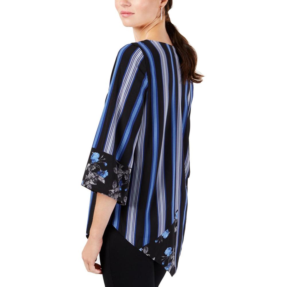 Alfani Womens V Hem Floral Blouse
