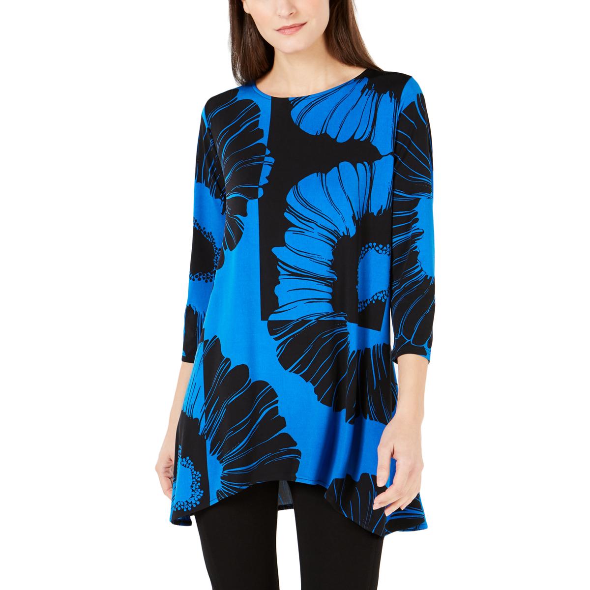 Alfani Womens Floral Print Long Blouse
