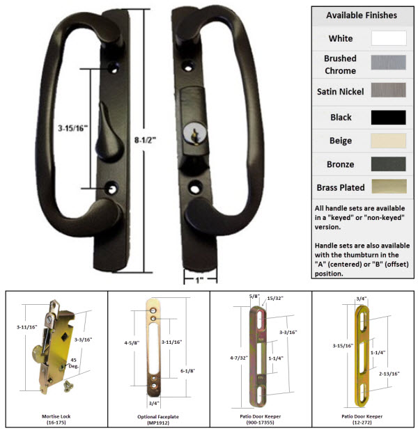 Gordon Glass Co Sliding Glass Patio Door Handle Kit With Mortise Lock