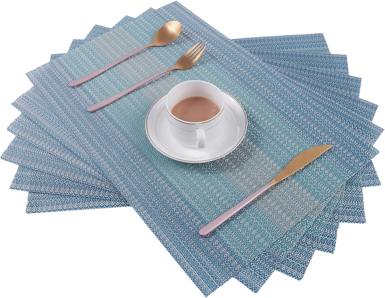 light blue table mats