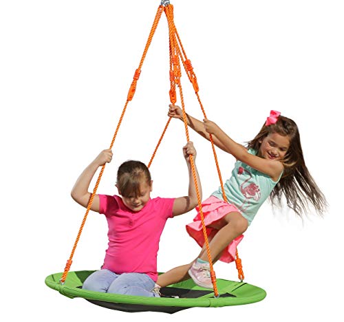SLIDEWHIZZER Kids Outdoor Spinner Tree Swing - 40 Large Saucer Round in ...