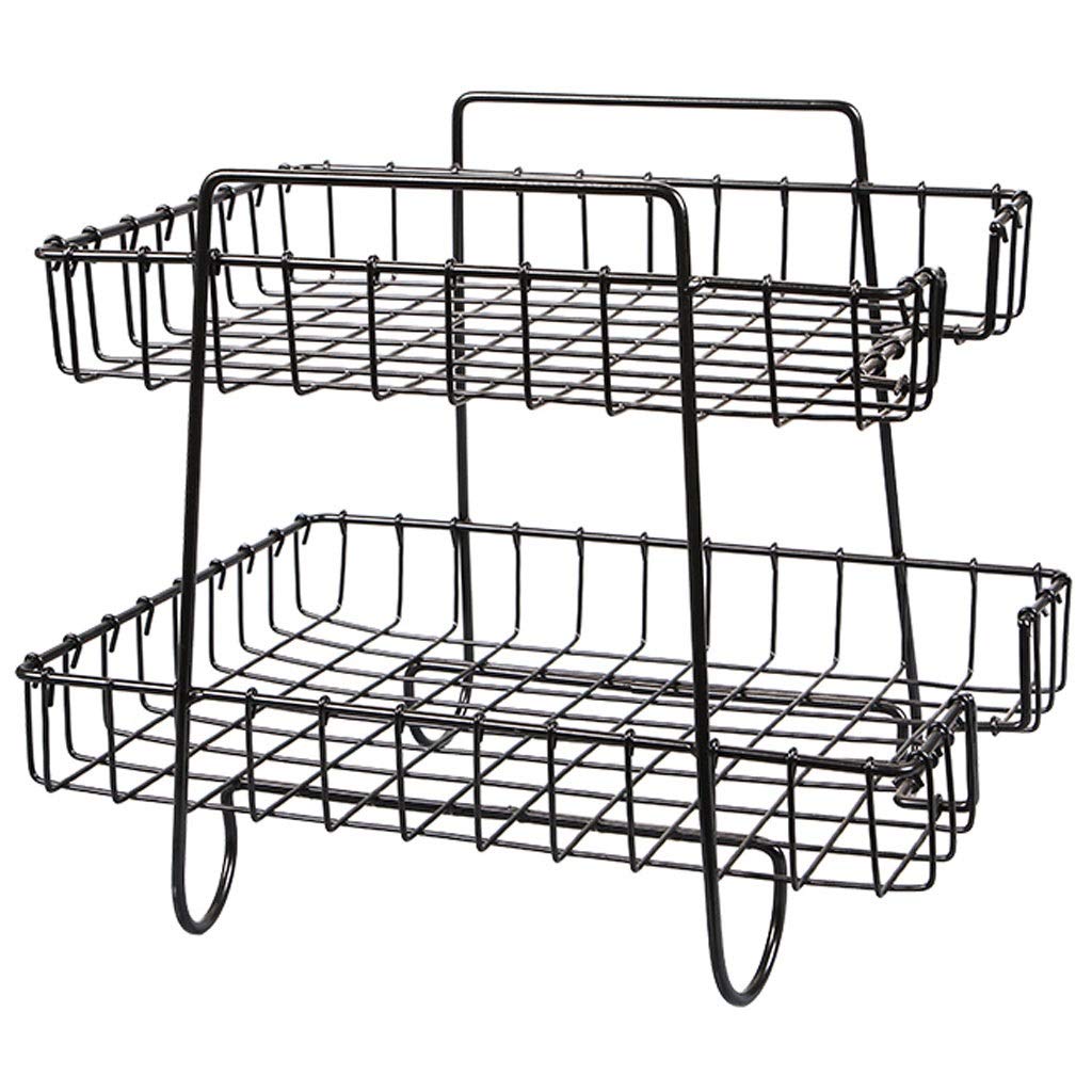 XIAOSAKU Office Desk Organizers Metal File Rack Two-Tier Desktop File ...