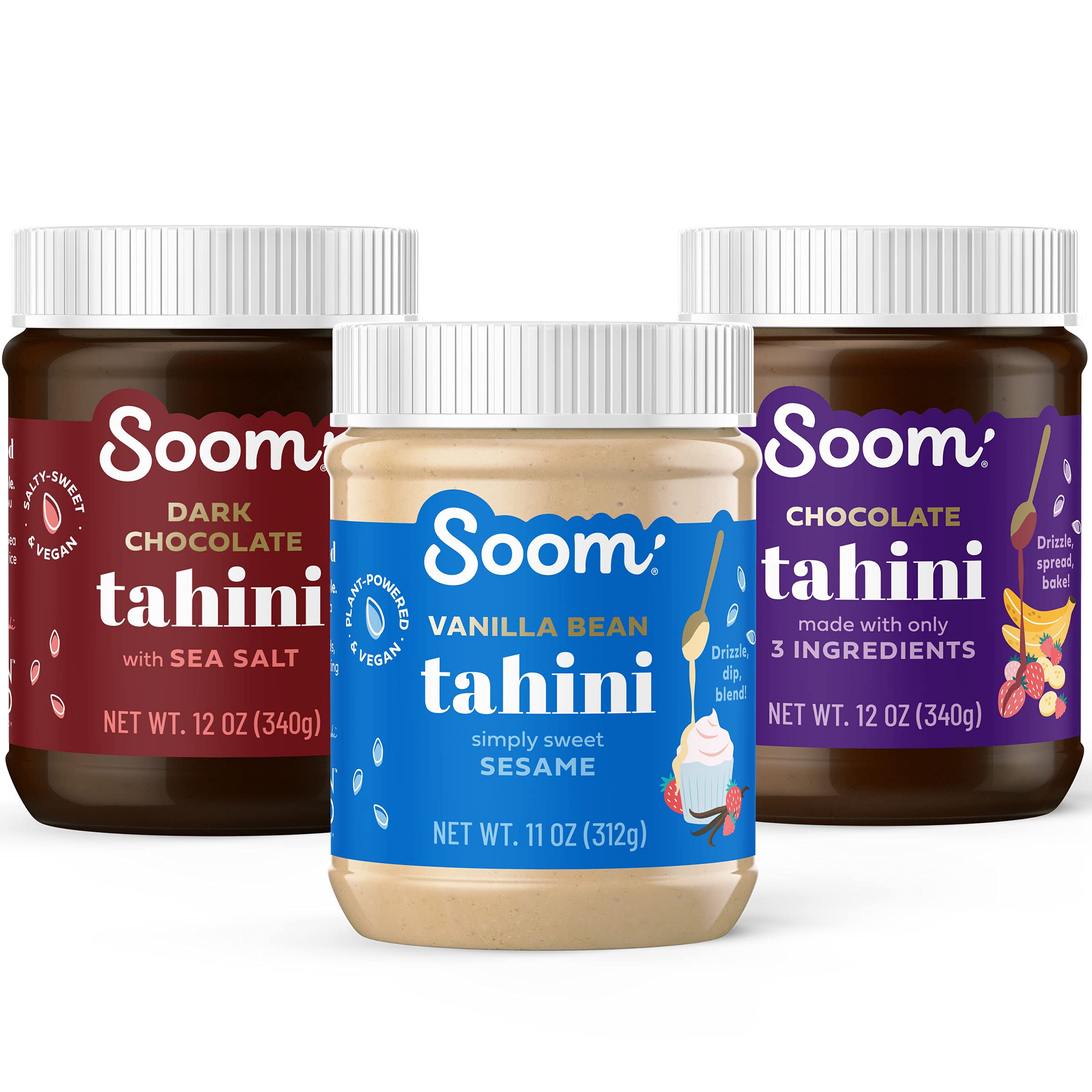 Soom Foods Sweet Tahini Three Flavor Sampler: (1) Dark chocolate with ...