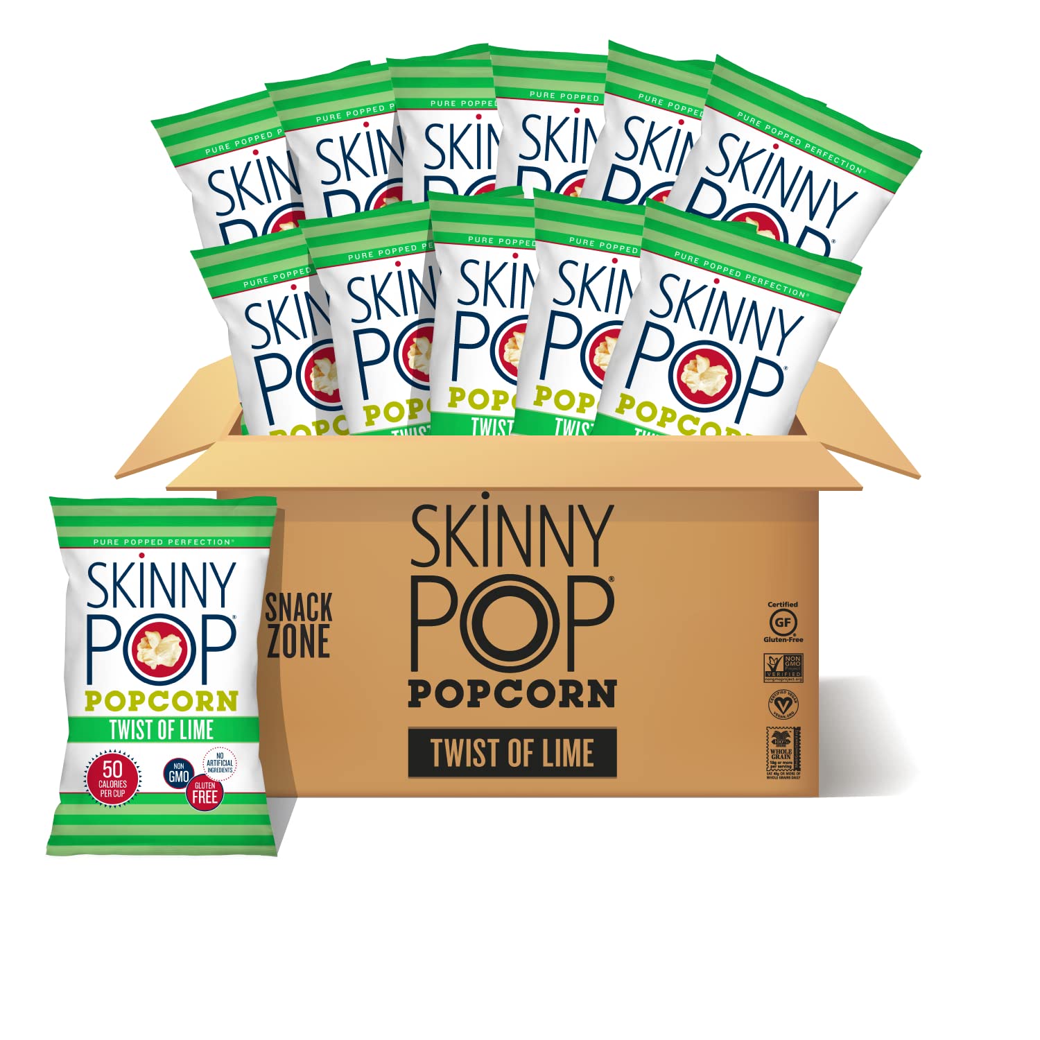 Skinnypop SkinnyPop Twist of Lime Popcorn 12ct 4.4oz grocery Size Bags ...