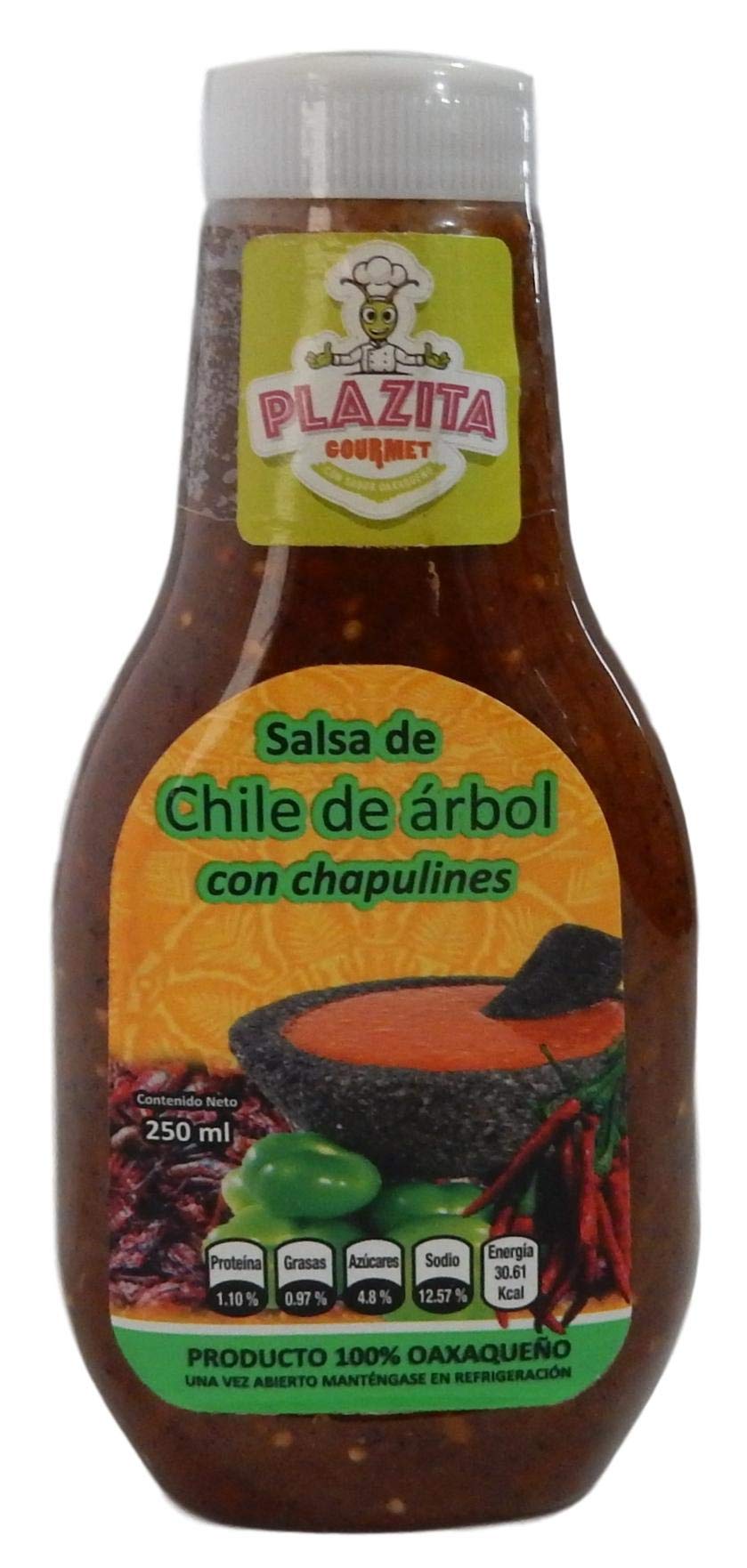 La Plazita Gourmet Salsa de chile de Arbol con chapulines 250 ml ...