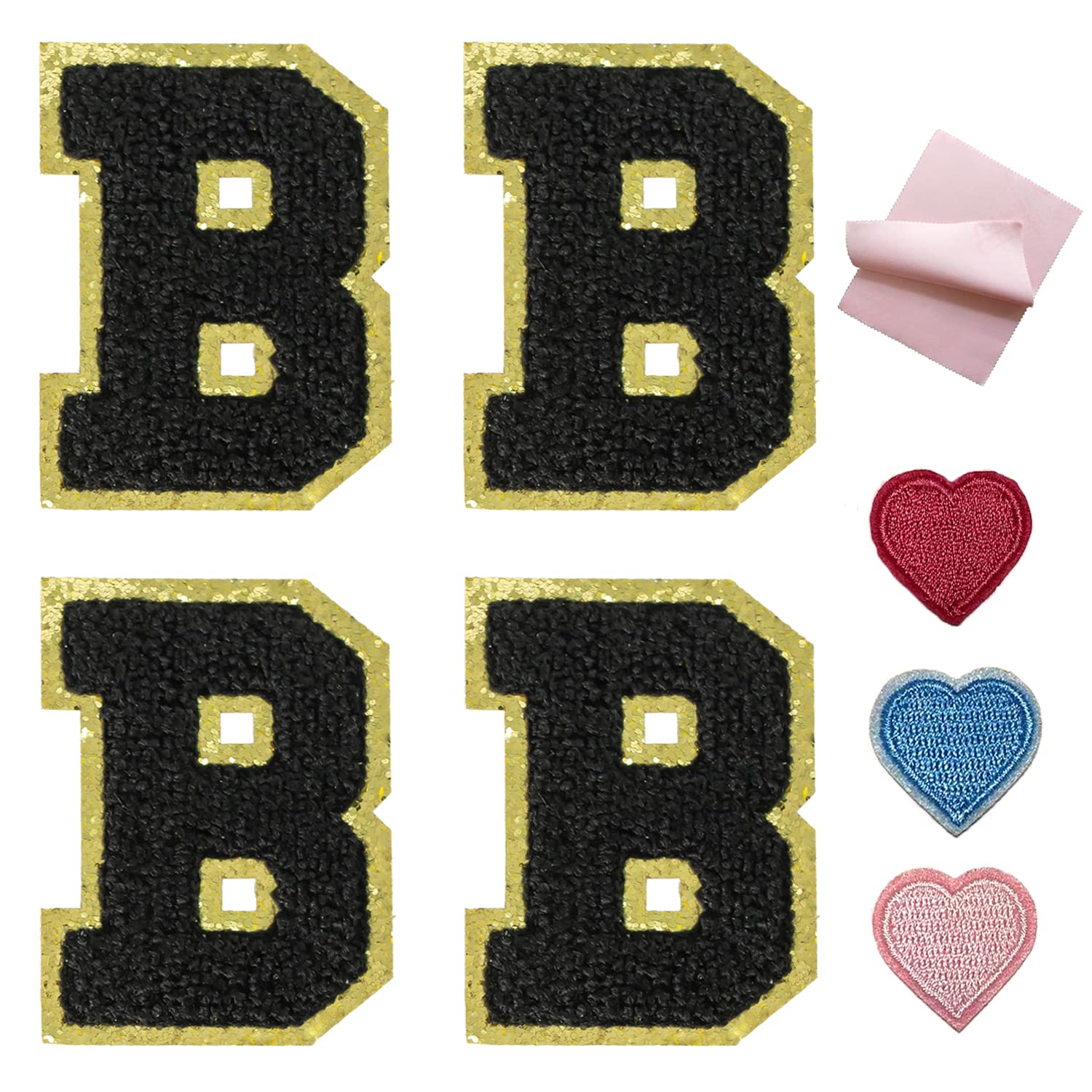 DTBAIYYN 4Pieces Black Varsity Letter Patches chenille Alphabet Patches ...