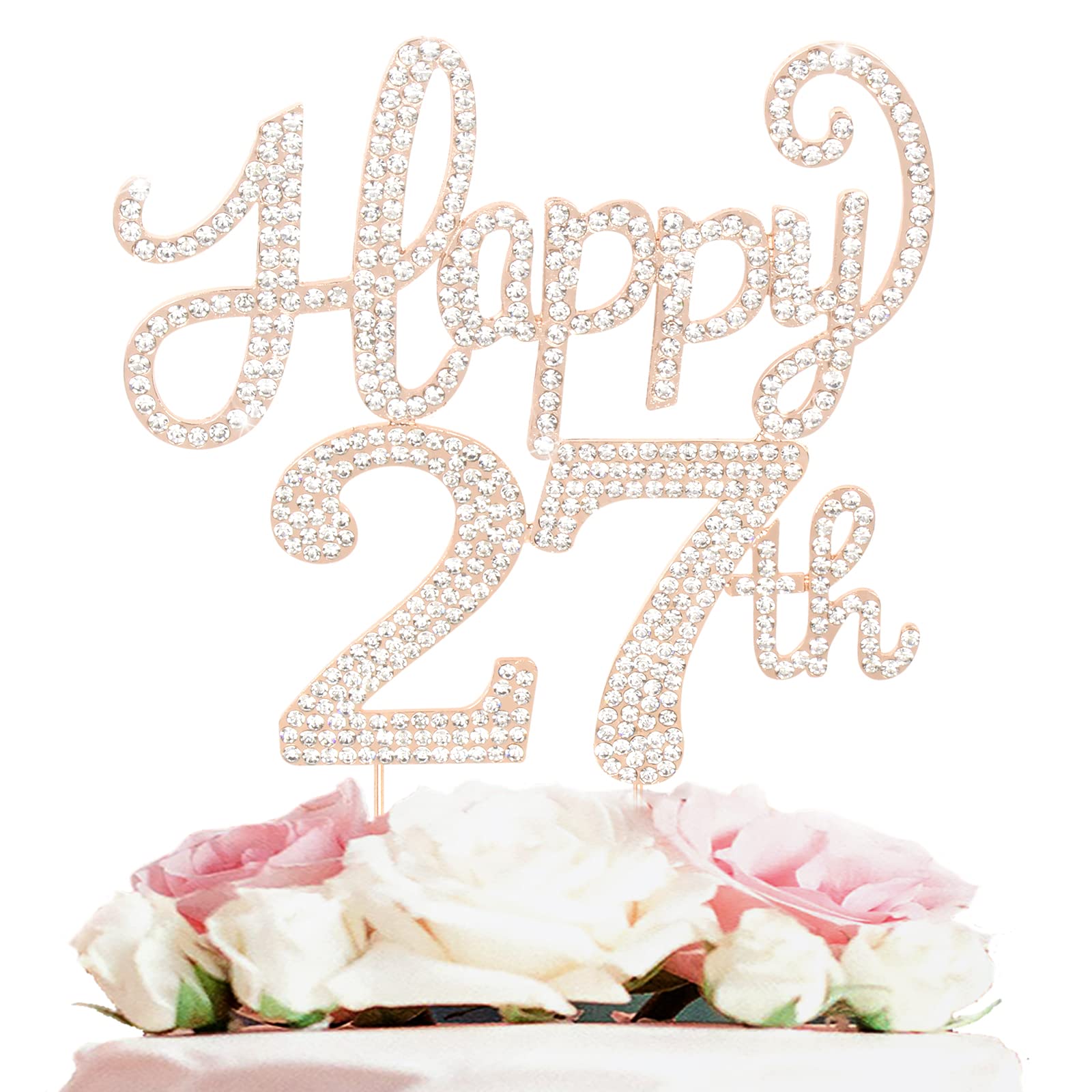 LASKYER Happy 27th Birthday Decorations,27th Birthday gold Rhinestone ...