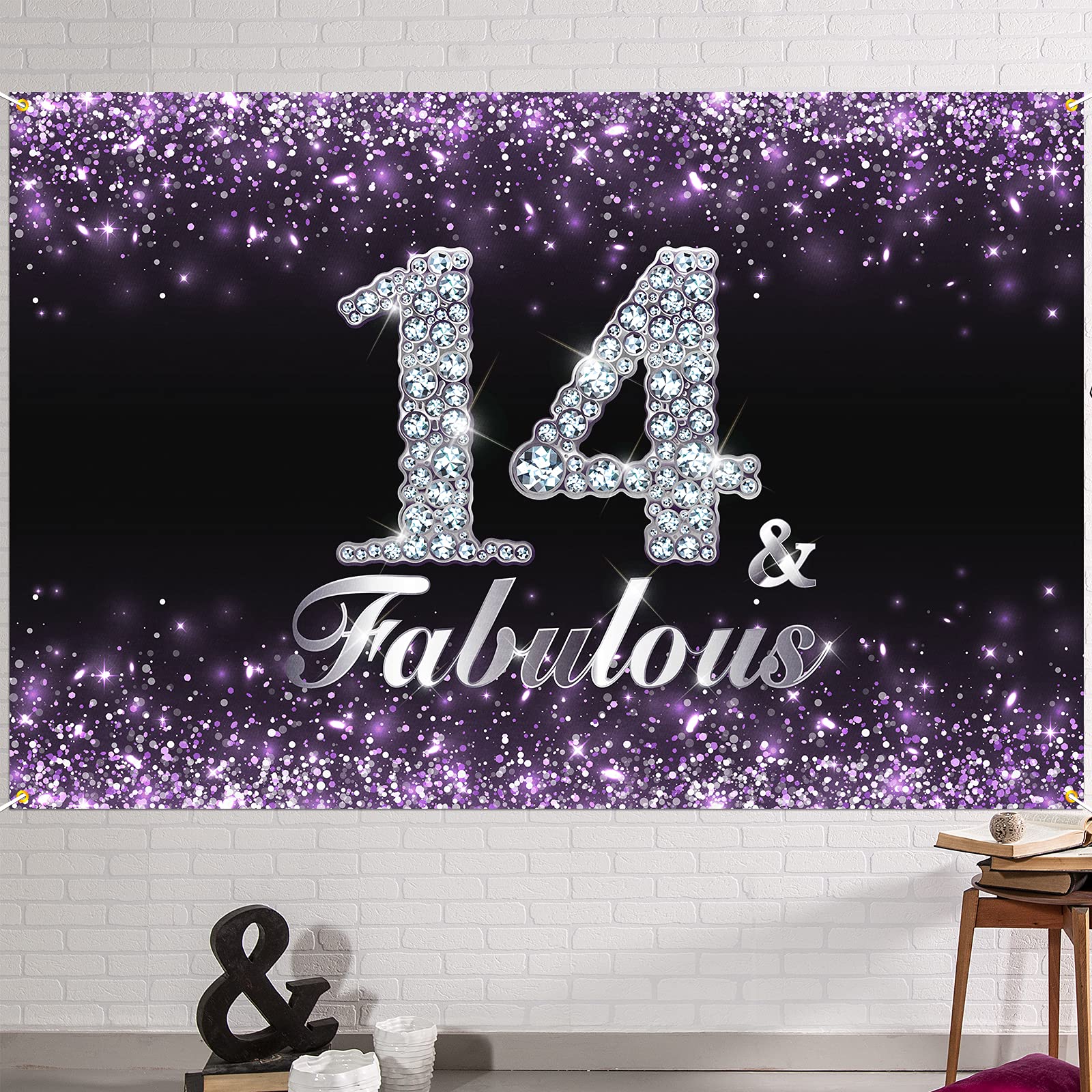 HAMIgAR 6x4ft Happy 14th Birthday Banner Backdrop - 14 Fabulous ...