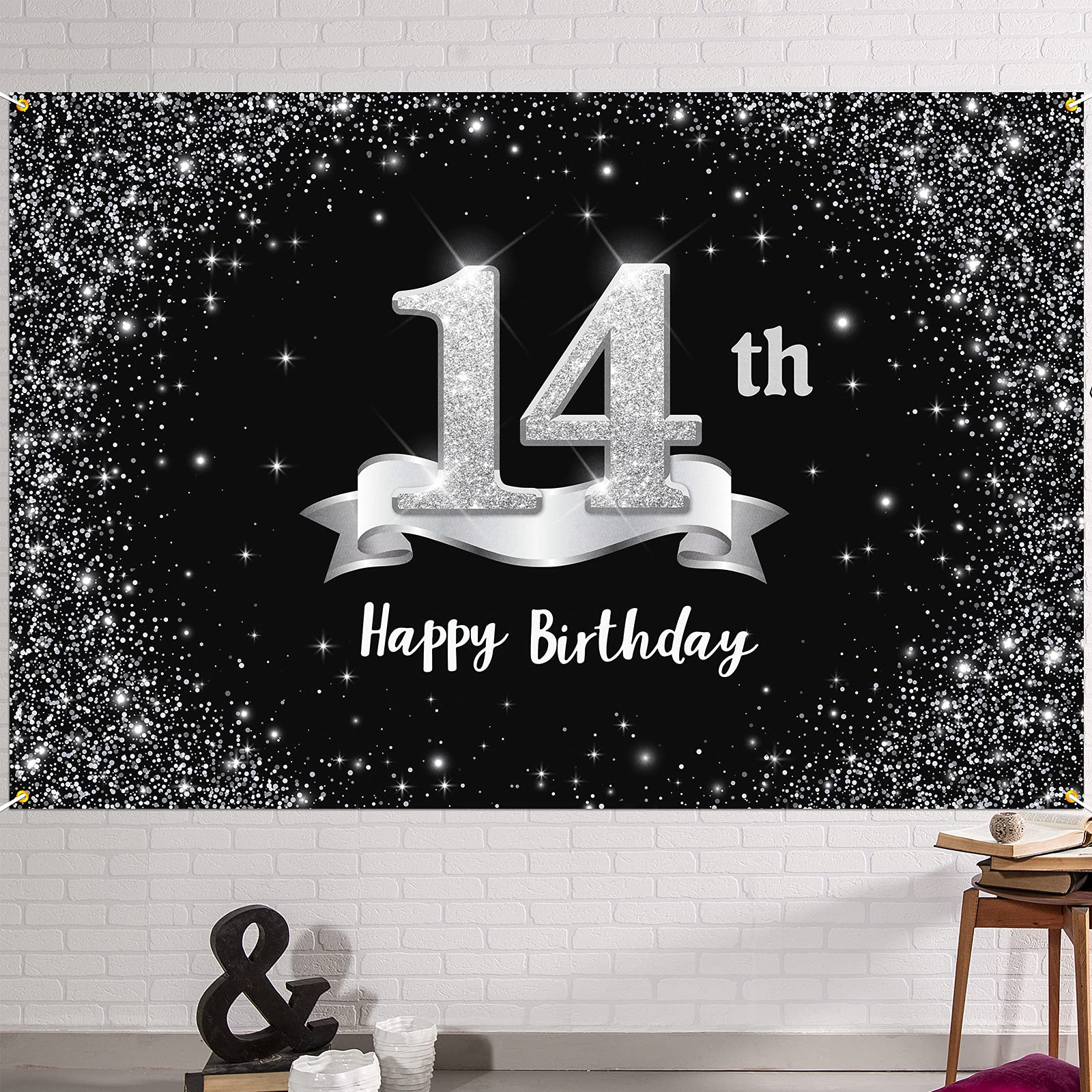 HAMIgAR 6x4ft Happy 14th Birthday Banner Backdrop - 14 Years Old ...