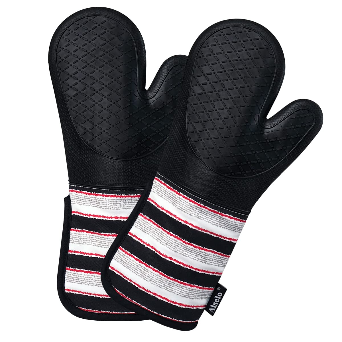 Alselo Silicone Oven Mitts Heat Resistant 500 Degree 932 with ...