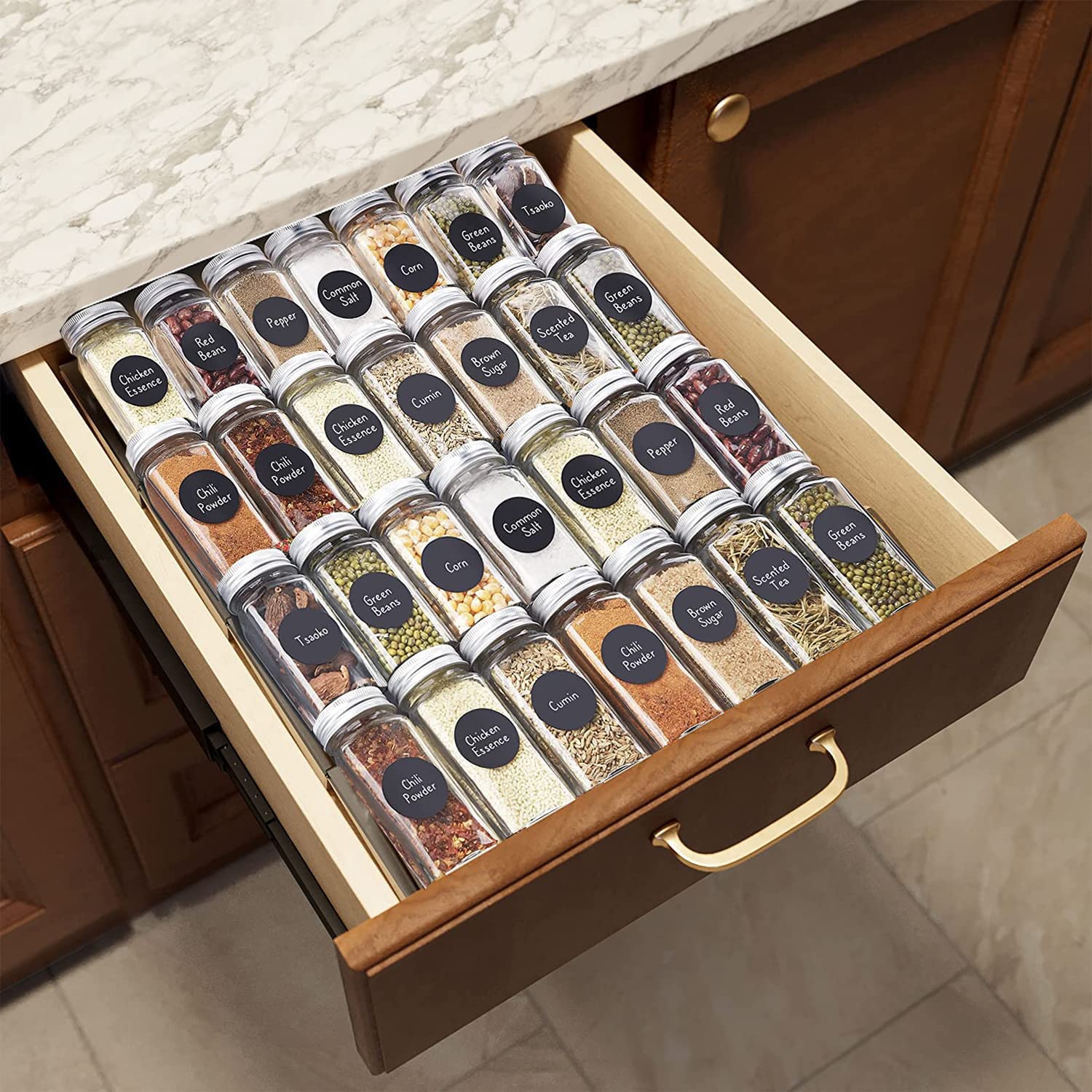 VANgAY Spice Drawer Organizer, Spice Rack Drawer for Kitchen, 4 Tier ...