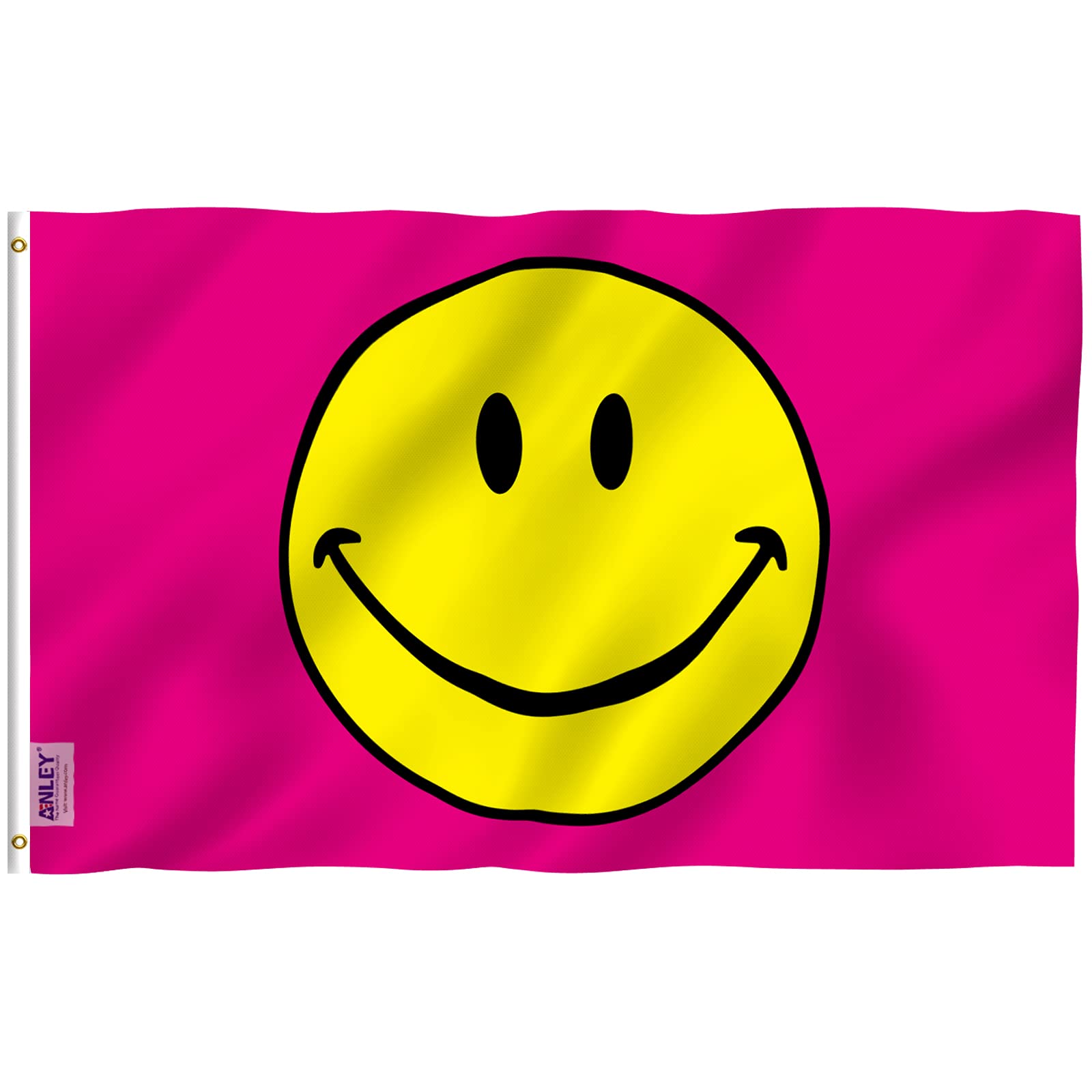 Anley Fly Breeze 3X5 Foot Pink Smiley Face Flag - Vivid Color And Fade ...