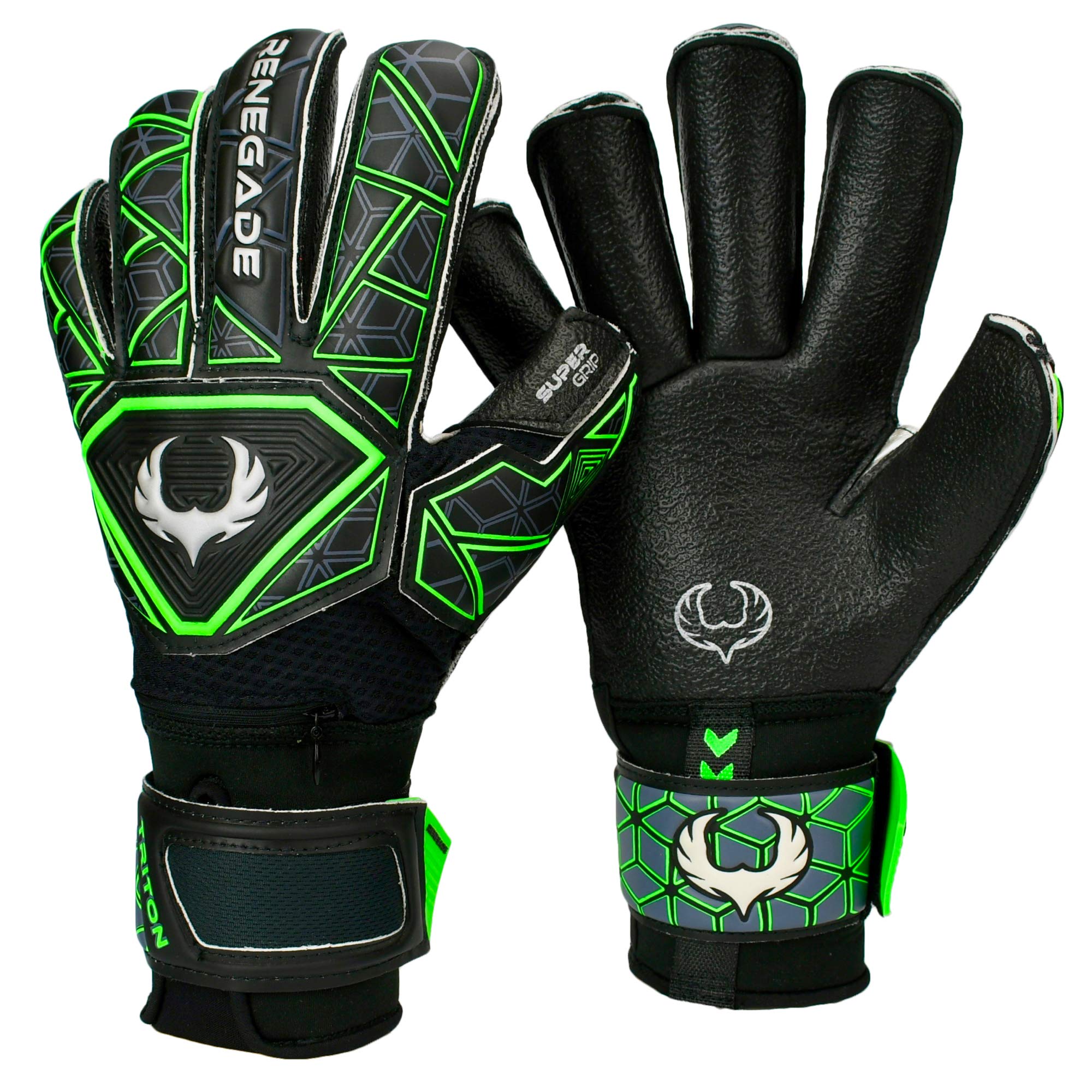 Renegade gK Triton Raider goalie gloves with Pro-Tek Fingersaves 35+3mm ...