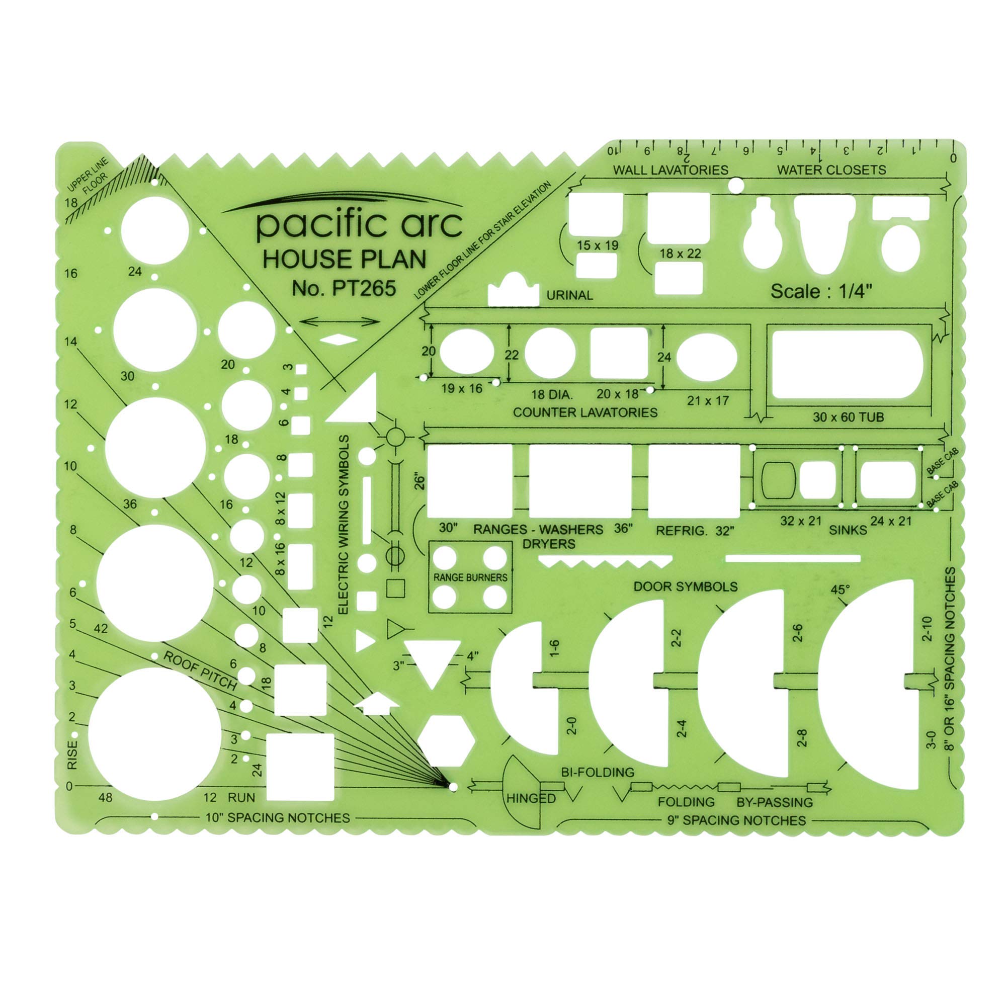 Pacific Arc House Plans Templates guide, with Stairs, Doors, Plumbing ...