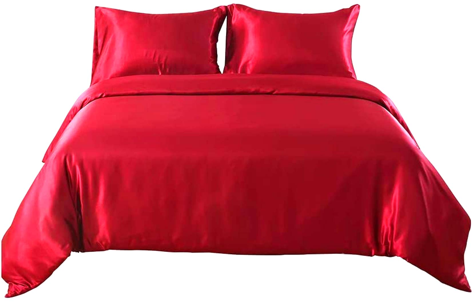 OPULENCE BEDDING Silk Satin Duvet Cover Set Red Oversized King 3 Piece ...