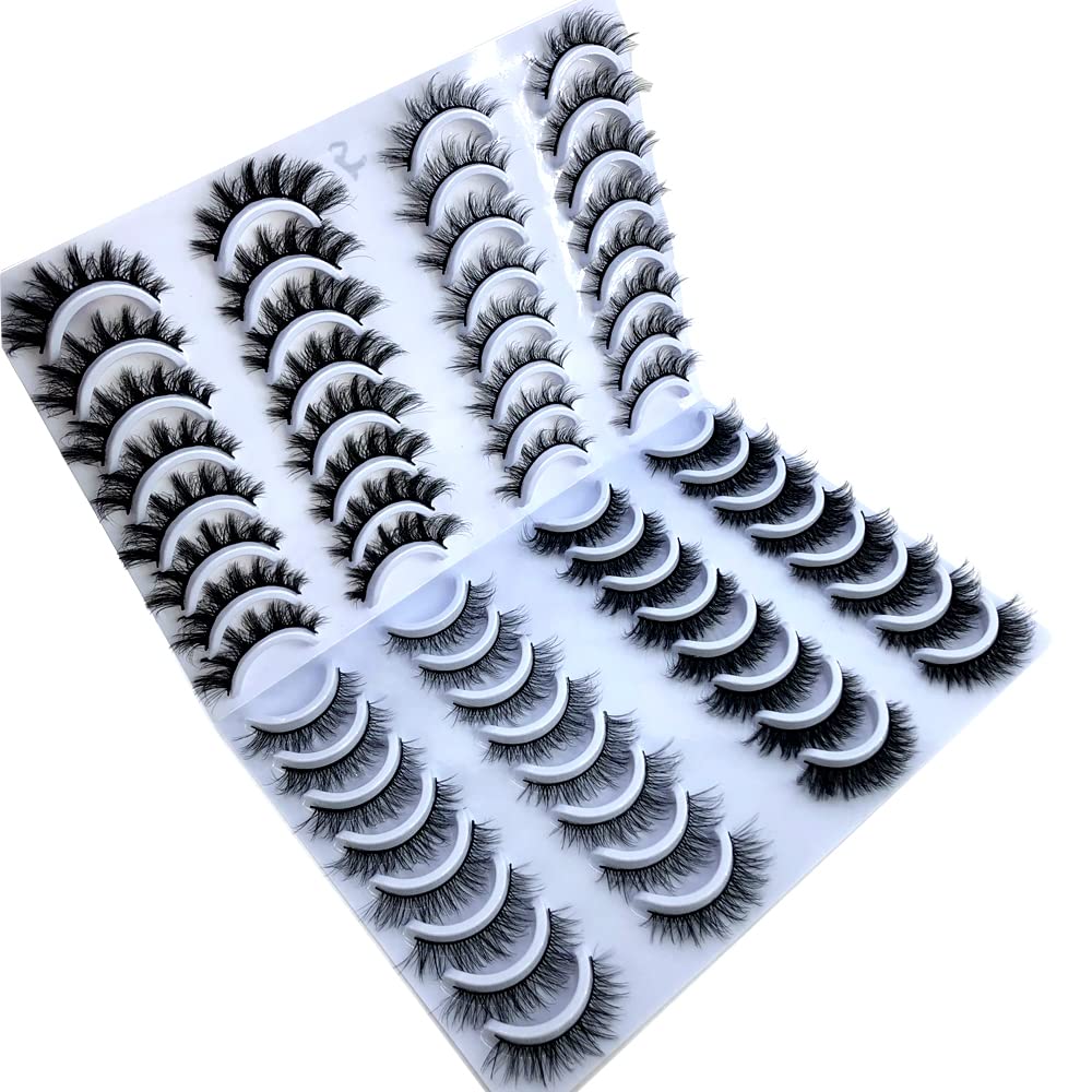 HBZgTLAD 20 Pairs 25 mm 3d Mink Lashes Bulk Faux with custom Box Wispy ...