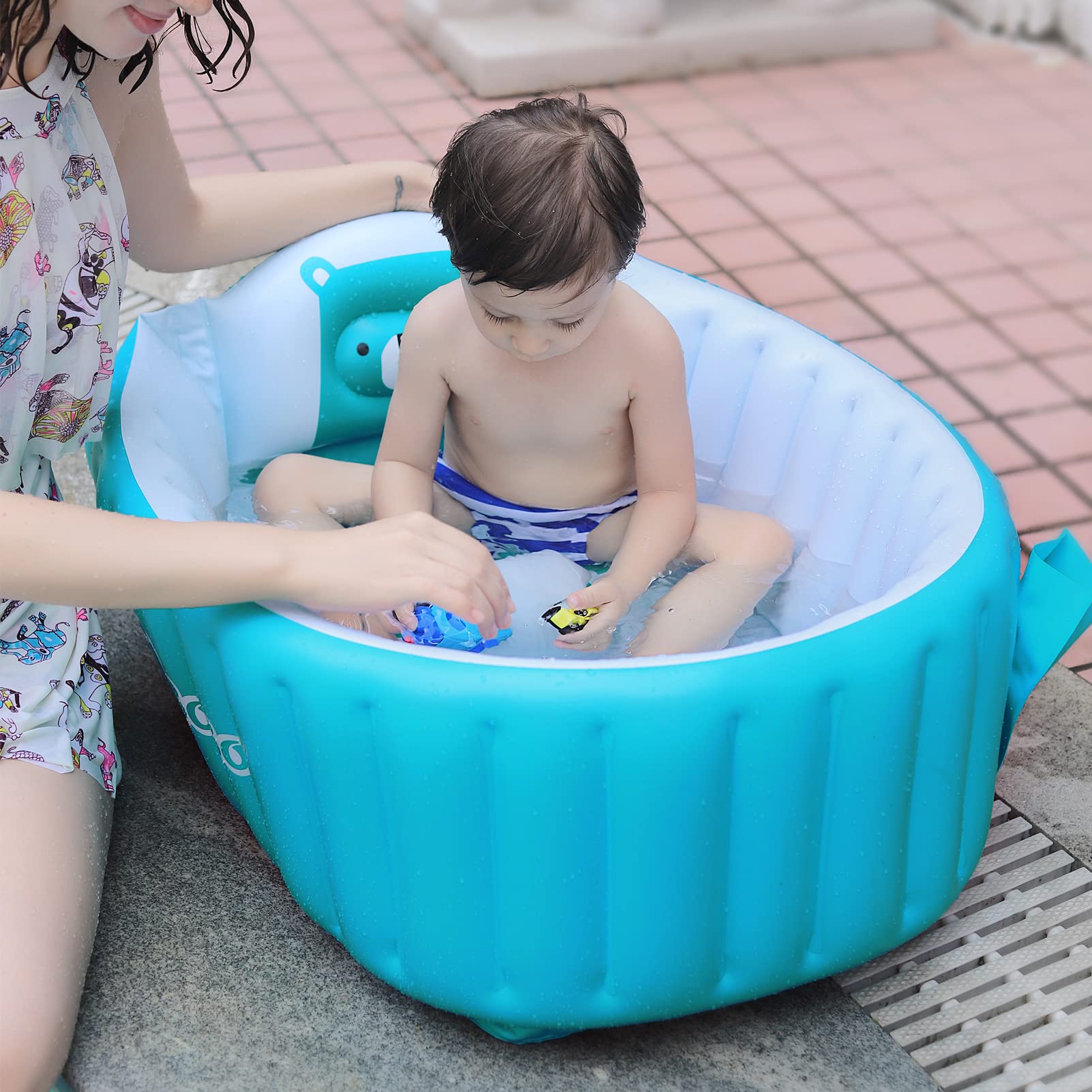 KENPUAZ Inflatable Baby Bath Tub Portable Foldable Travel Mini Swimming ...