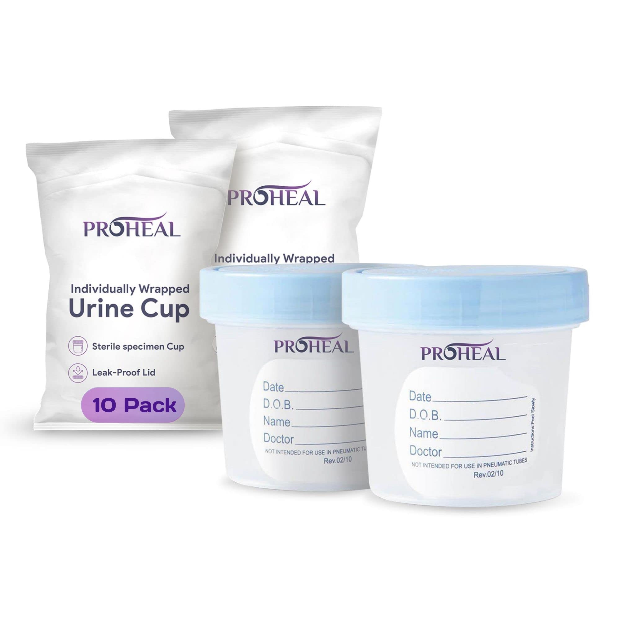 ProHeal Sterile Urine Specimen Cups With Lids (10Pk) - 4 Oz Sample ...