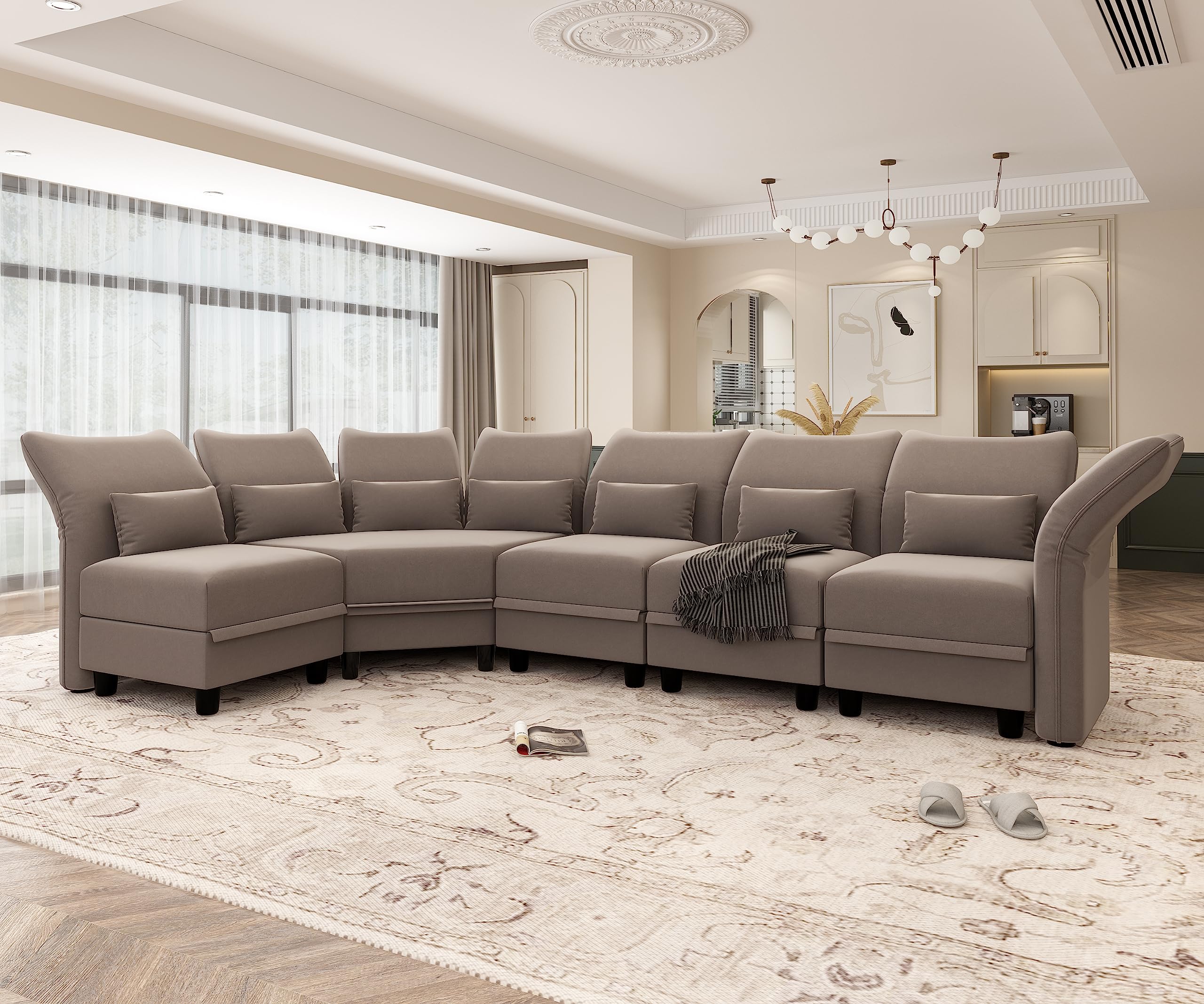LLappuil Velvet Modular Sectional Sofa L Shaped corner couch with ...