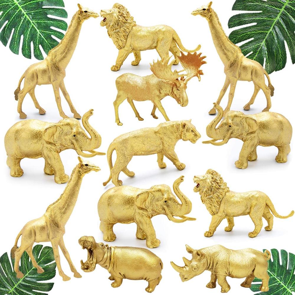 BOLZRA Metallic Gold Safari Animals Figurines Toys 12Pcs, Jungle Animal ... BOLZRA Metallic Gold Safari Animals Figurines Toys 12Pcs, Jungle Animal ...
