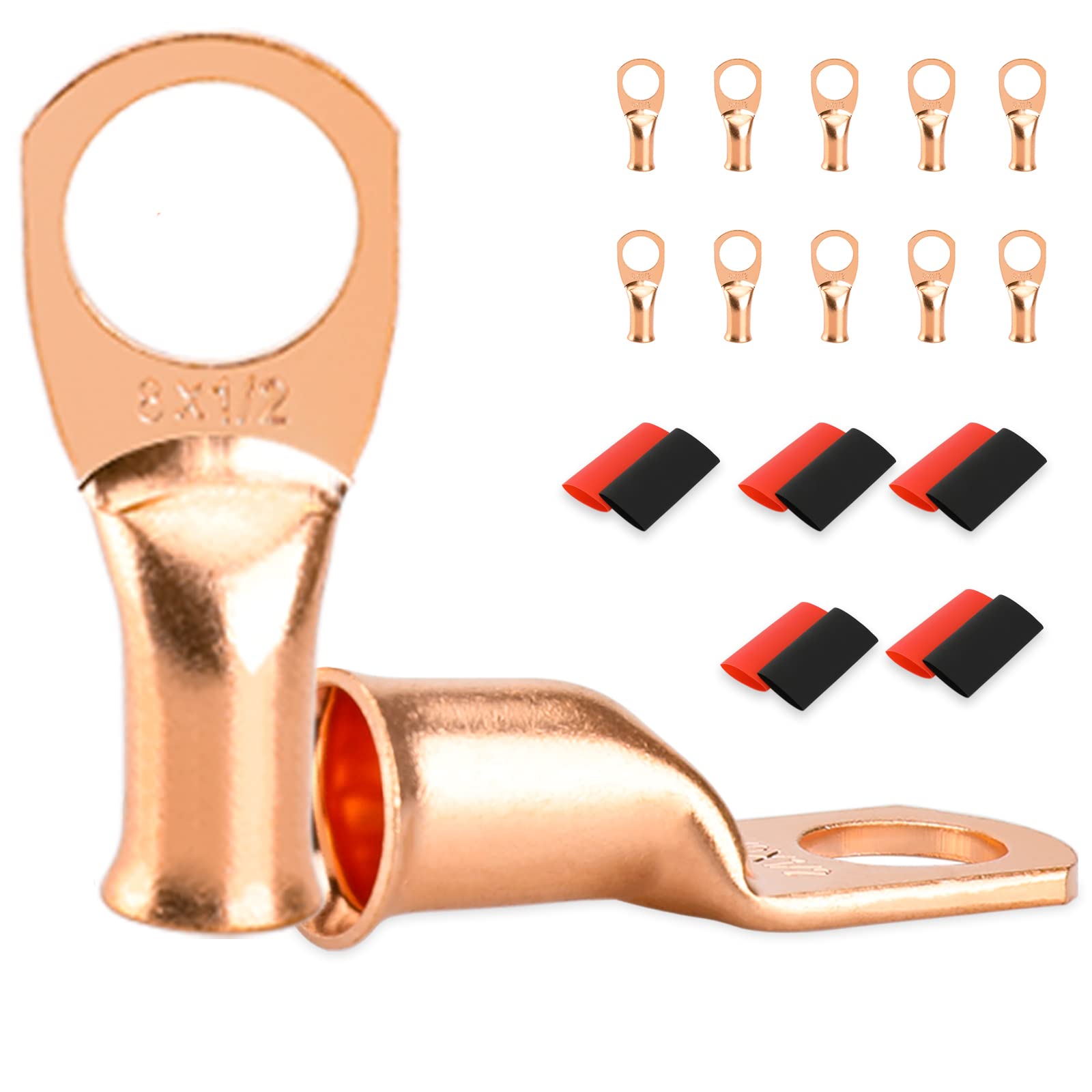 SDZONGES 10 PcS Battery Terminal connectors, Battery cable Ends Lugs, 8 ...