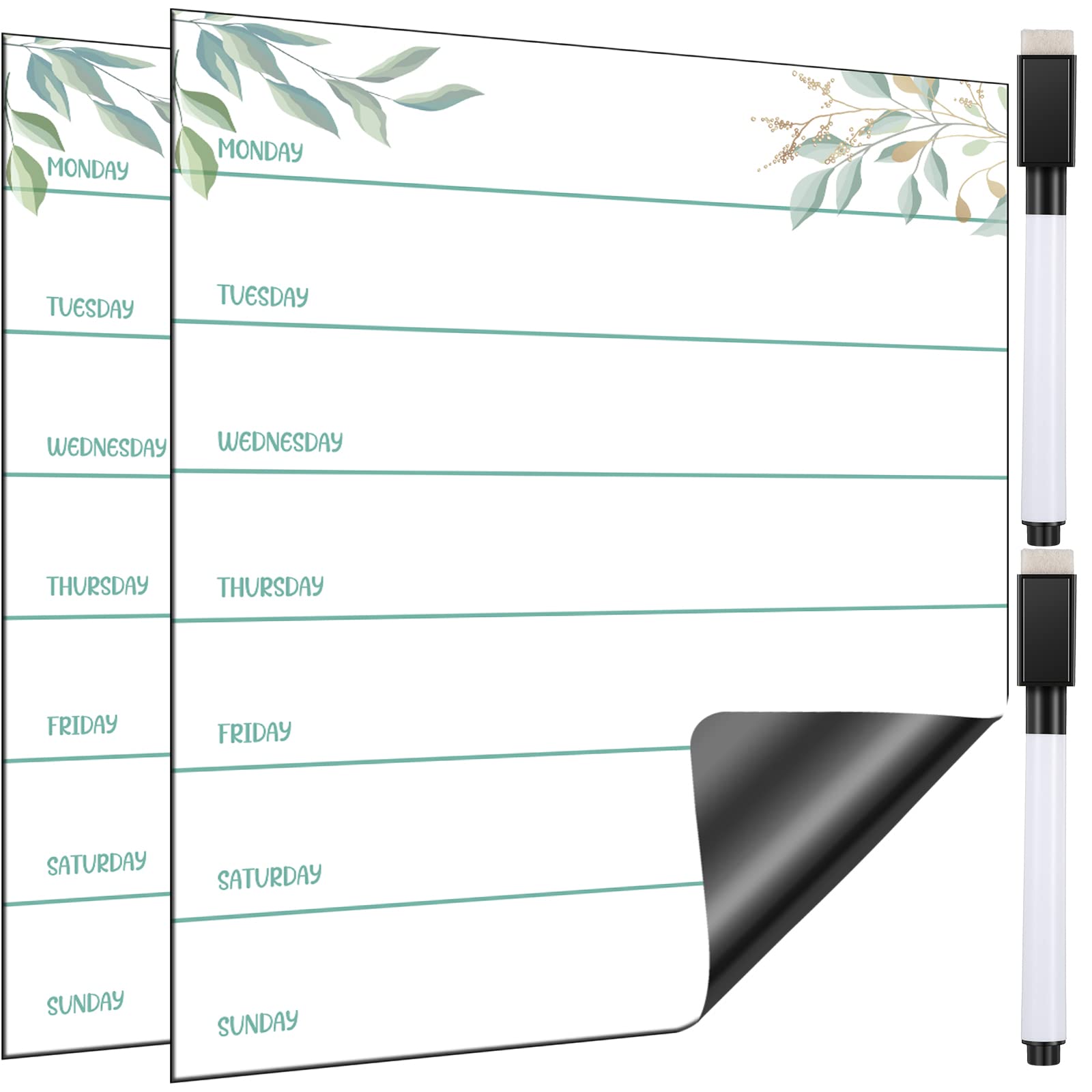 Outus 2 Pieces Magnetic Weekly Dry Erase Boards Erasable Weekly ...