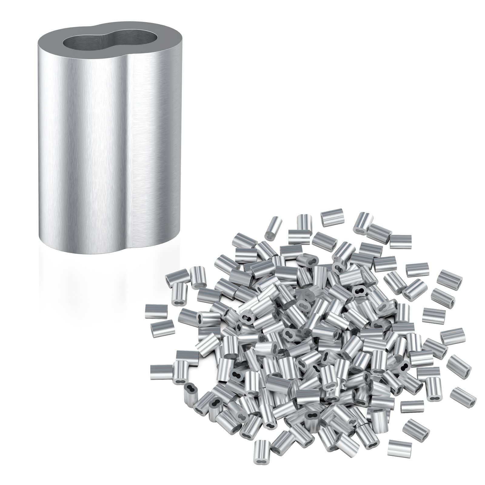 Sanuke 200PCS 5/64" Aluminum Crimping Loop Sleeve Wire Rope Sleeves ...