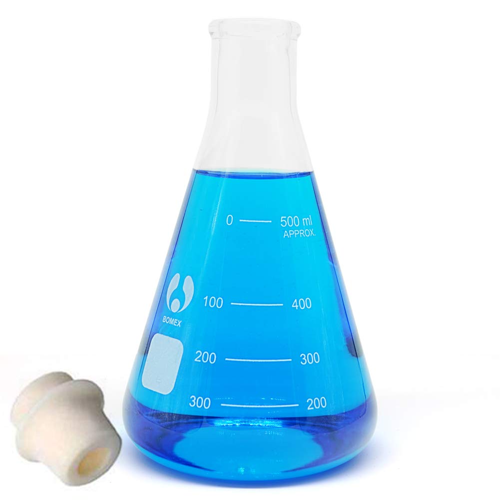Bomex glass Flask Erlenmeyer Flask Set Narrow Mouth 500ml graduated Flasks