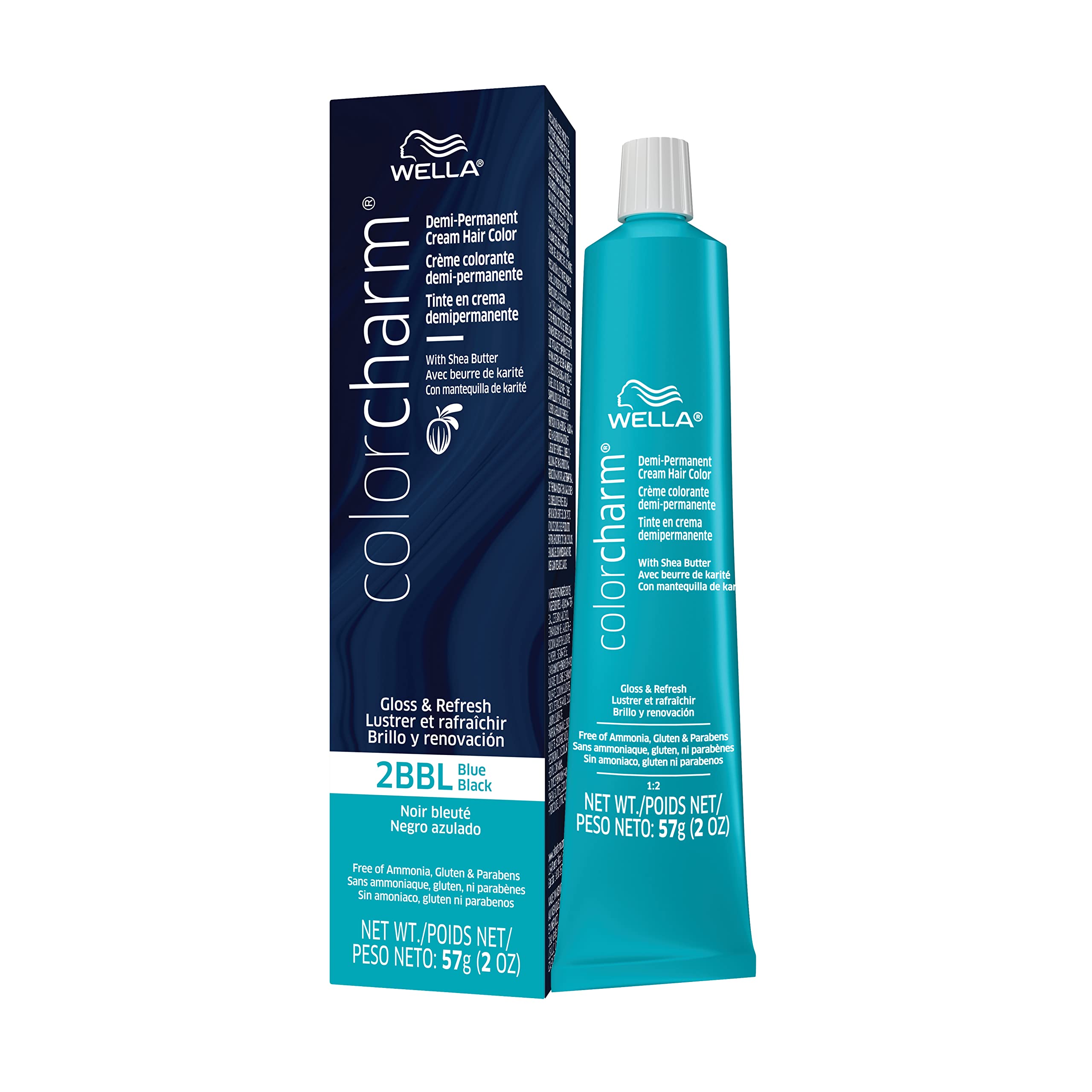 WELLA Color Charm Demi Permanent Hair Color, 2BBL Blue Black 2 oz