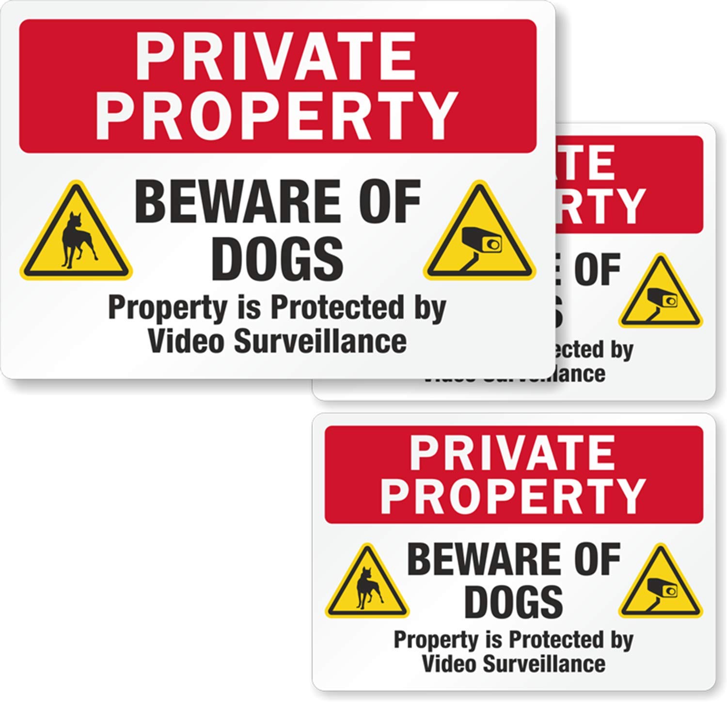 SmartSign Private Property Labels- Beware of Dogs Protected by Video ...