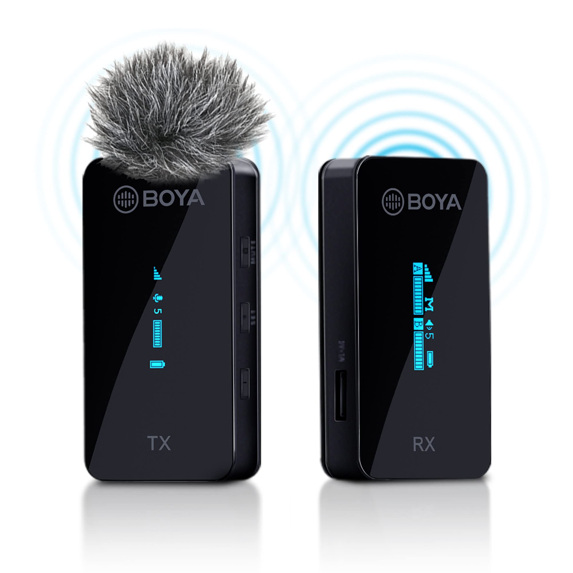 BOYA Wireless Lavalier Microphone System, by-XM6 S1 2.4GHz Dual Lavalier Mic Lapel Microphone ...