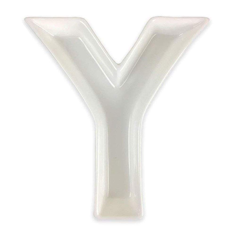 Just Artifacts 55-Inch White Decorative ceramic Letter Dish (Letter: Y ...
