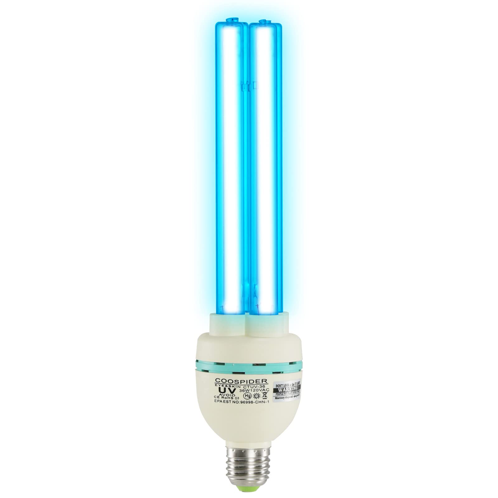 COOSPIDER UV Light Bulb, 36 Watts UV Light Sanitizer for Basement ...