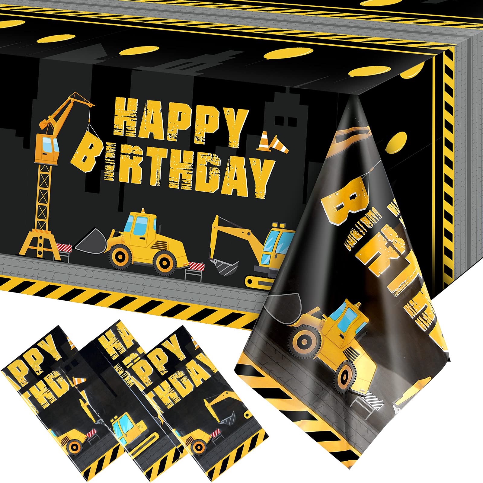Tatuo Construction Happy Birthday Tablecloth Dump Truck Birthday Table ...