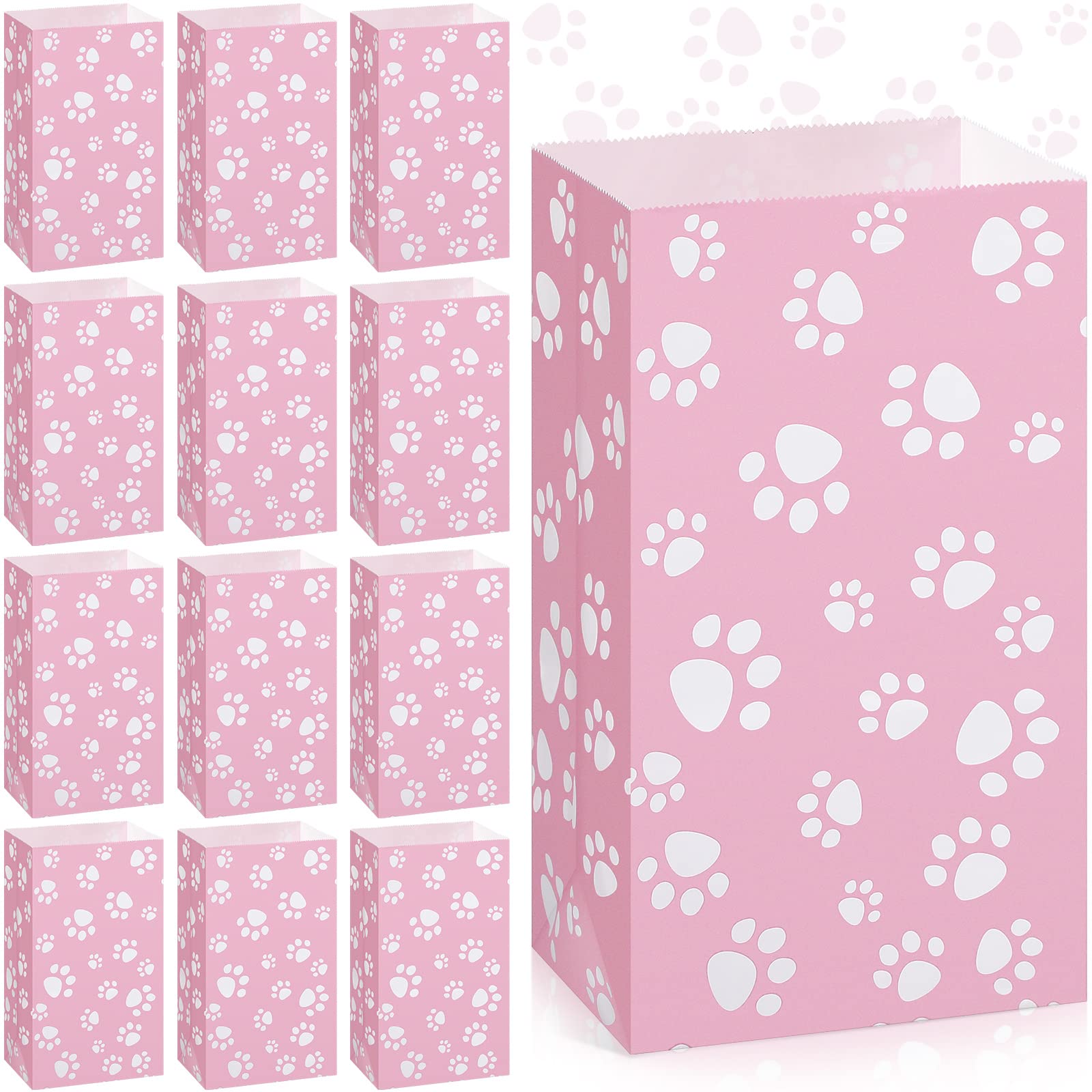 Blulu 36 Pack Dog Paw Print Gift Paper Bags Dog Paw Print Treat Bags ...