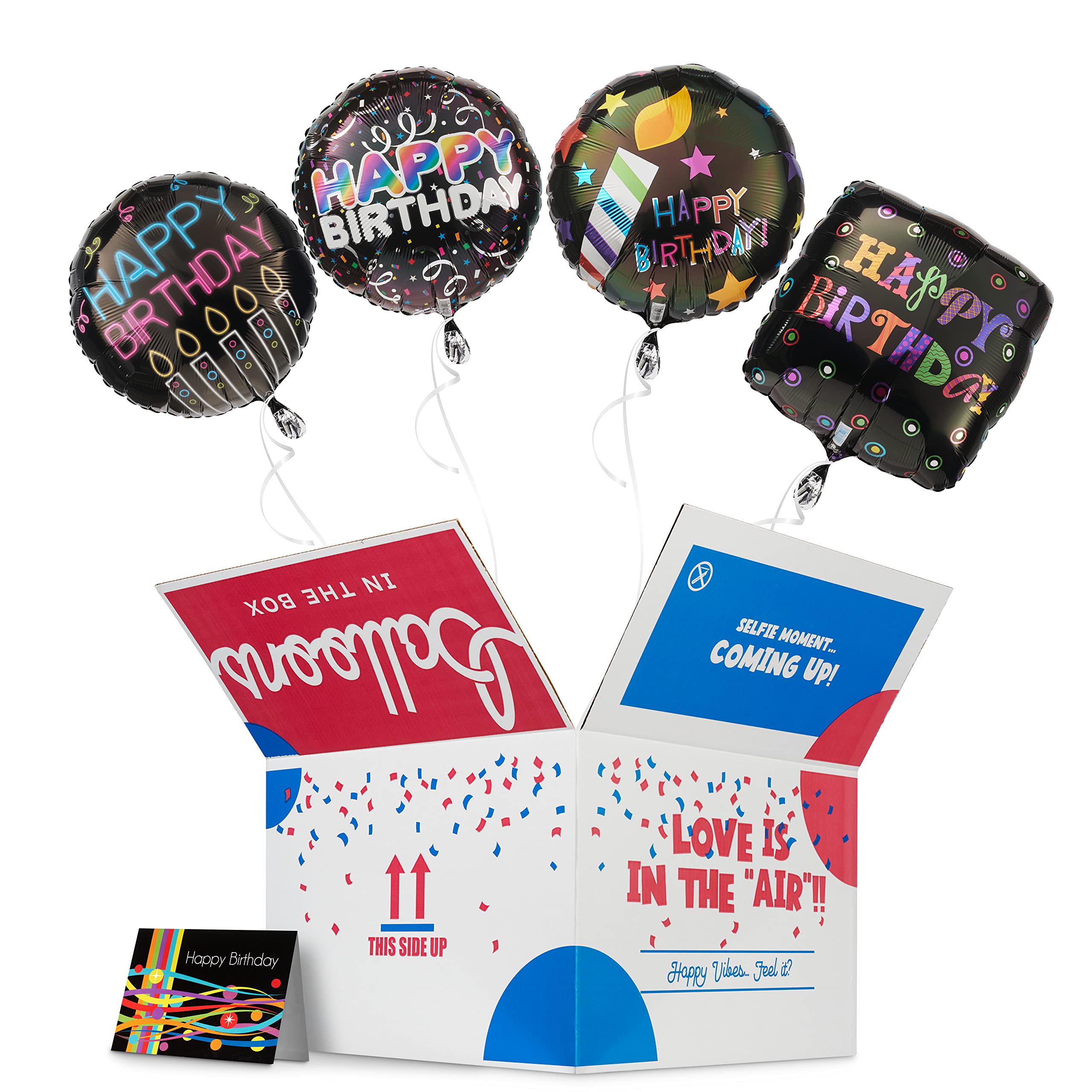 Balloons in the Box Inflated Happy Birthday Balloon Surprise Box (4 ...