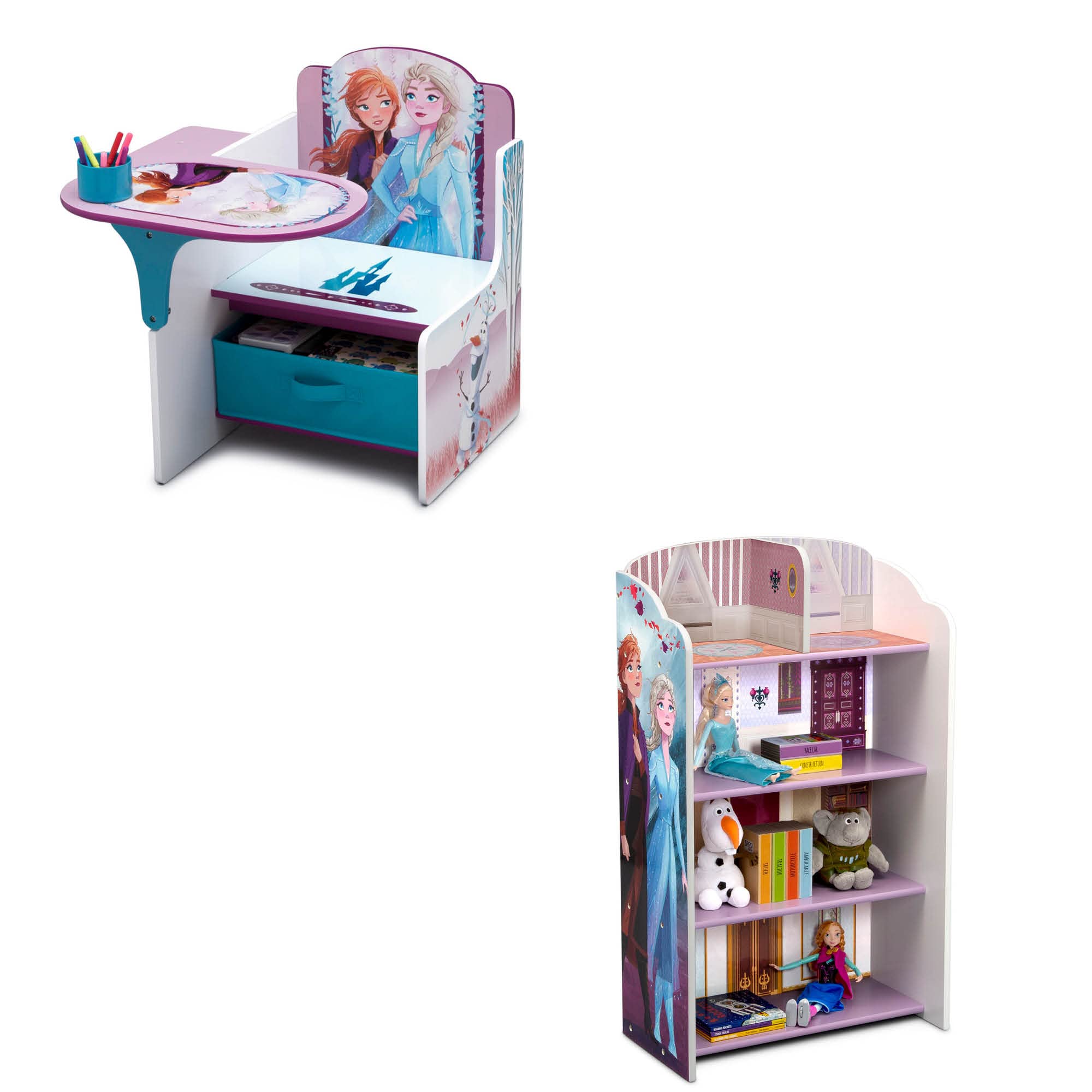 Delta Children Chair Desk with Storage Bin + Wooden Playhouse 4-Shelf ...