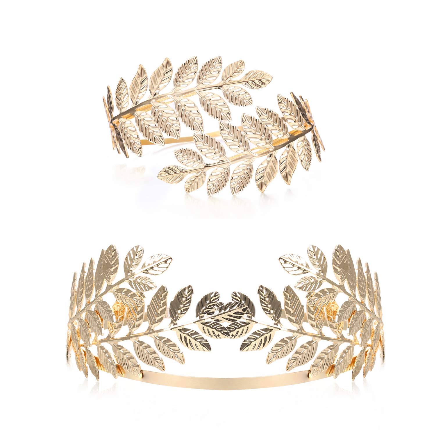 FINREZIO Greek Goddess Headband Arm Cuff Bridal Jewelry Set Roman ...