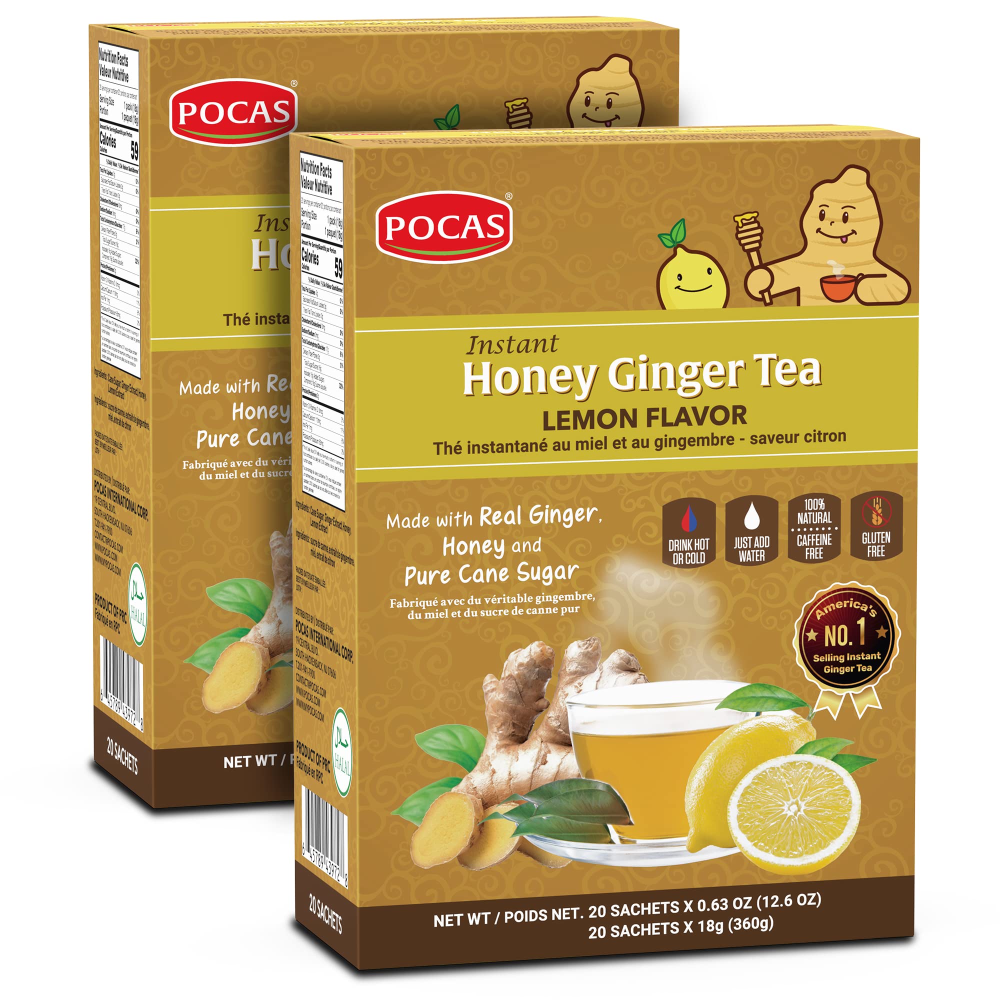 Pocas Honey ginger Tea - Instant Tea Powder Packets with Lemon ginger ...