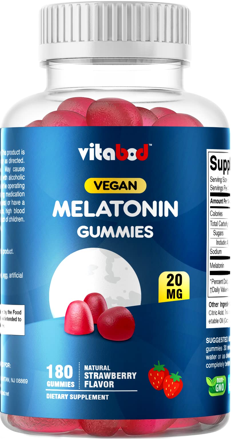 Vitabod Melatonin 20mg Gummies - 180 Count - Drug Free - Natural ...