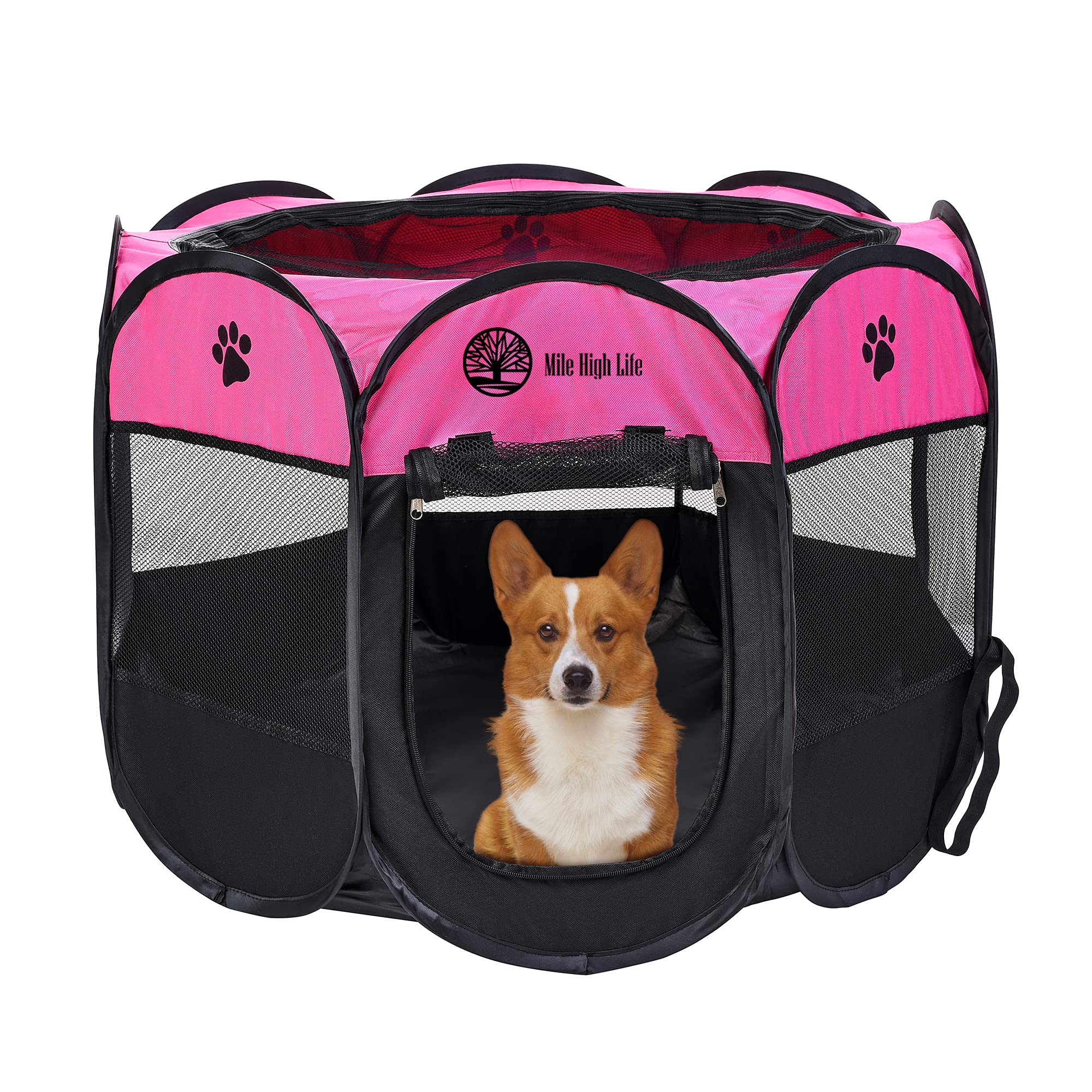 Mile High Life | Foldable Dog Playpen | Portable Dog Crate w Removable ...