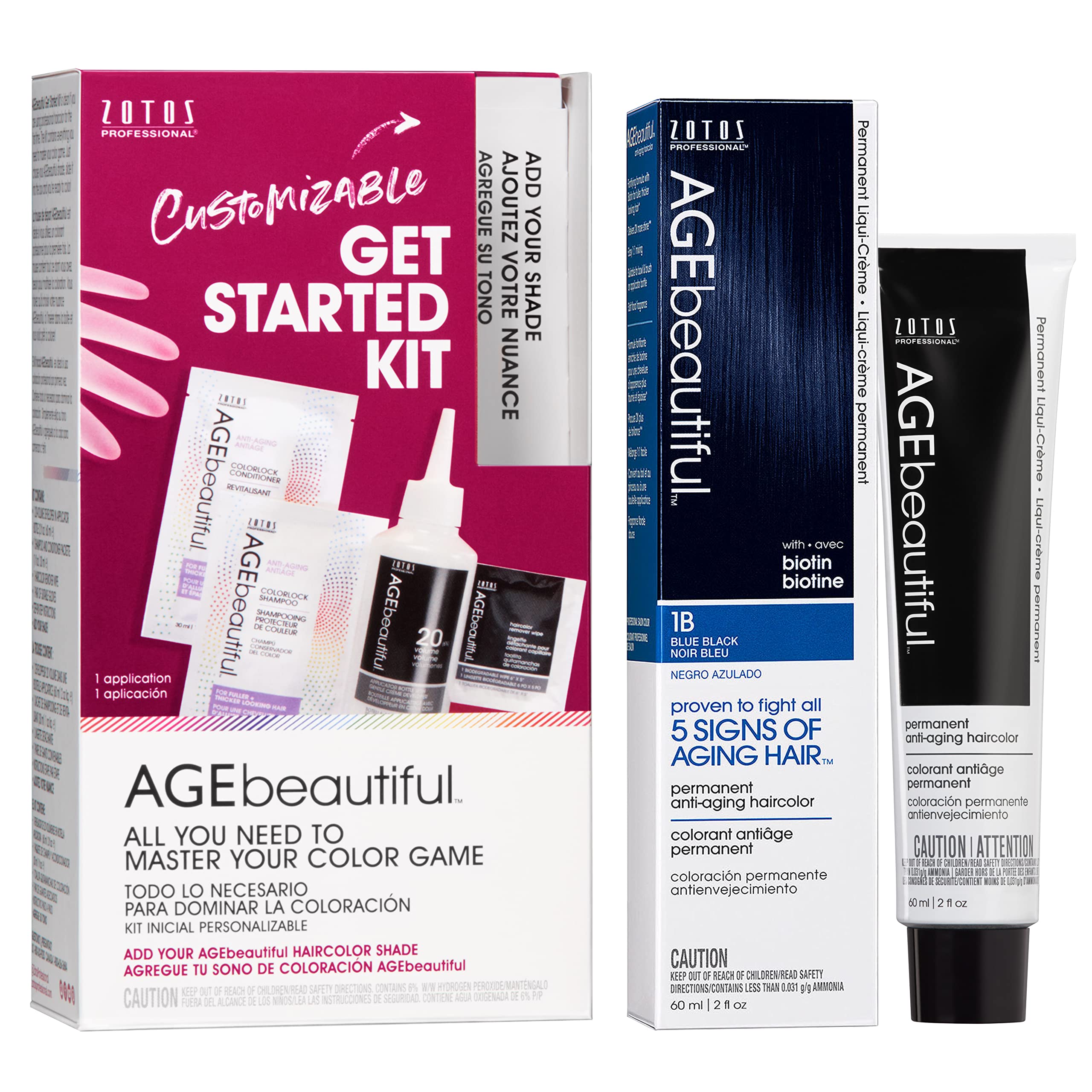 AGE beautiful Permanent Hair Color Dye Liqui Creme & Developer Starter ...