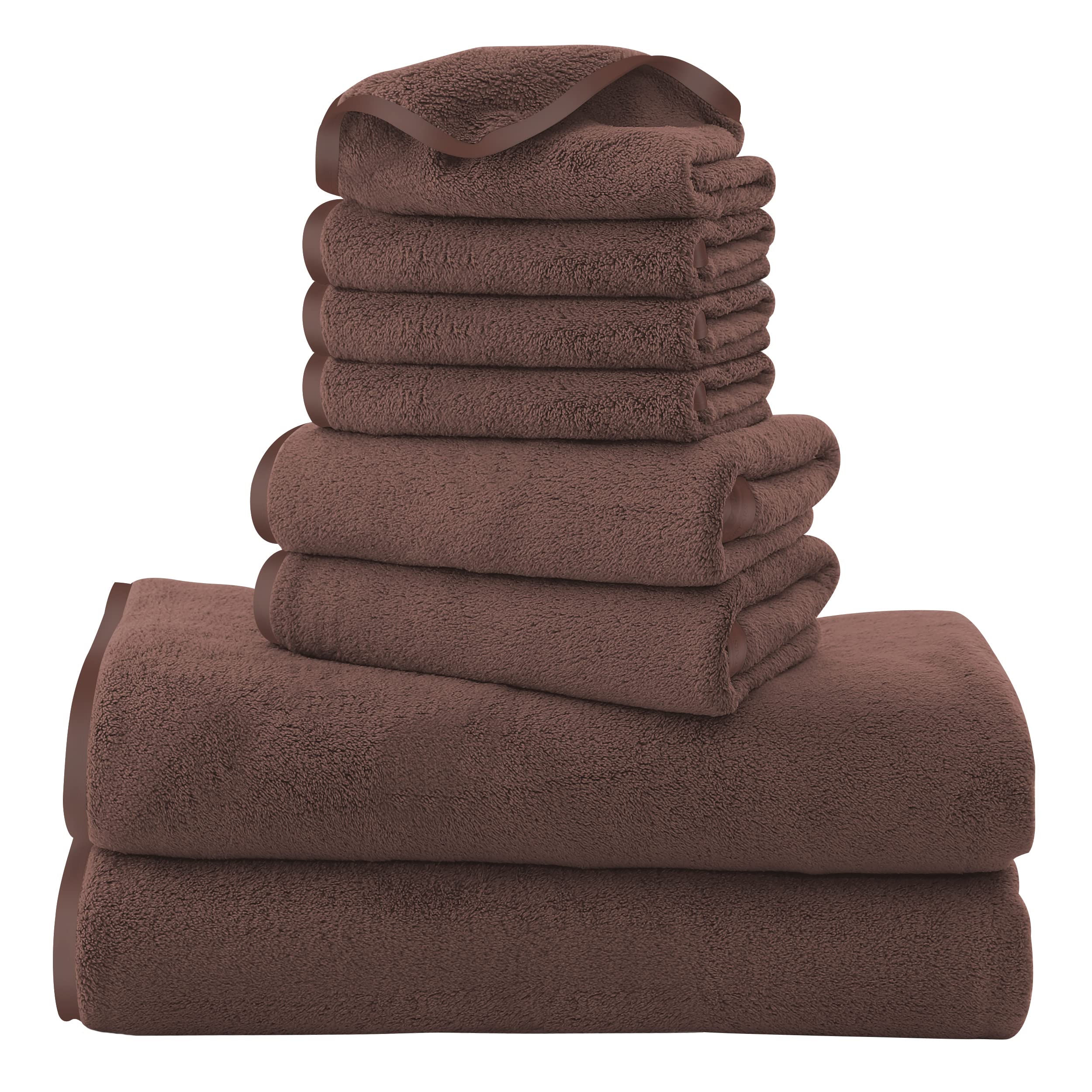 cosy Family Microfiber 8-Piece Towel Set, 2 Bath Towels, 2 Hand Towels ...