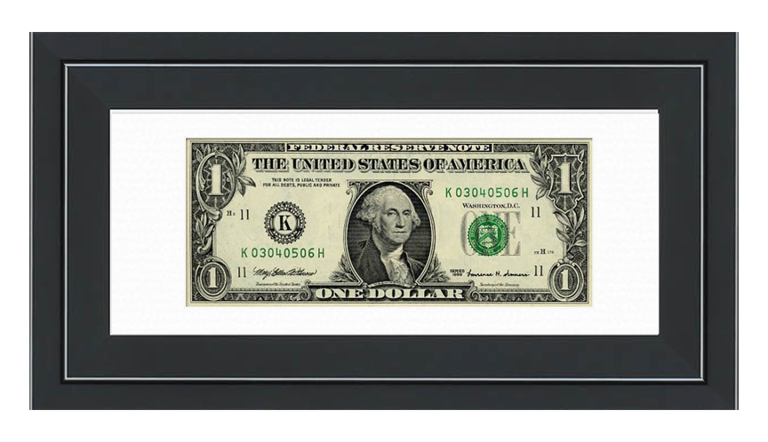 CustomPictureFrames.com Matted Dollar Bill Frame For Your First Dollar ...