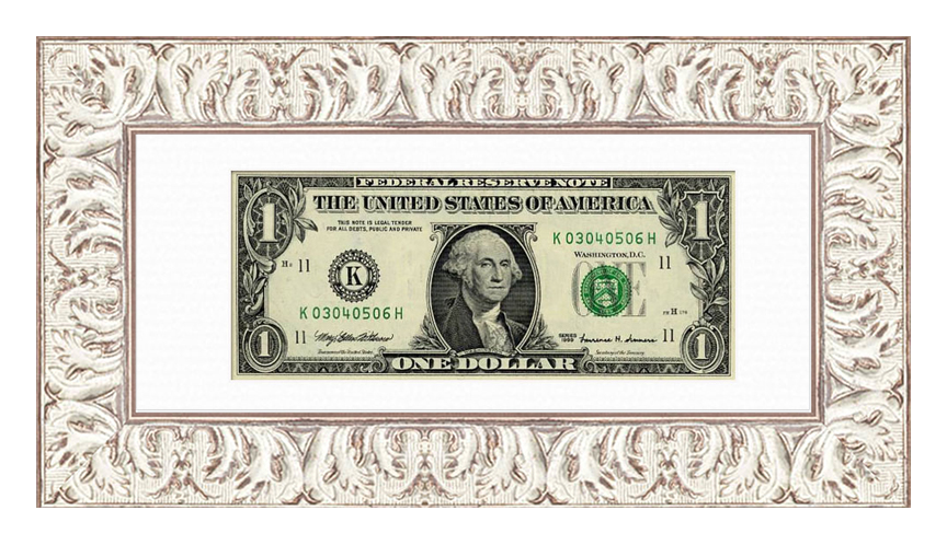 CustomPictureFrames.com Matted Dollar Bill Frame For Your First Dollar ...